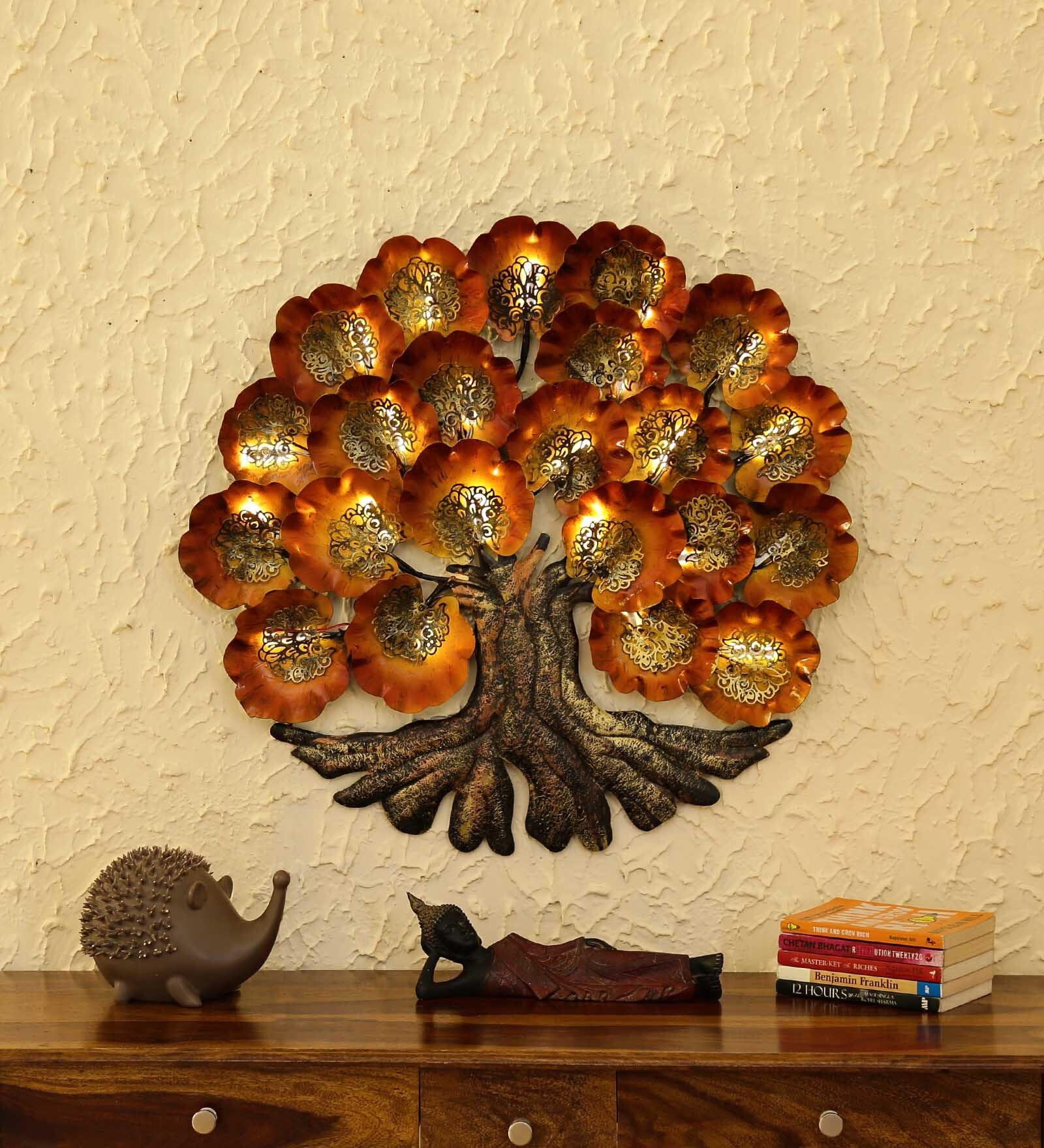 Buy Brown & Gold Metal Wish Tree Wall Art by Awesome at 24% OFF by ...