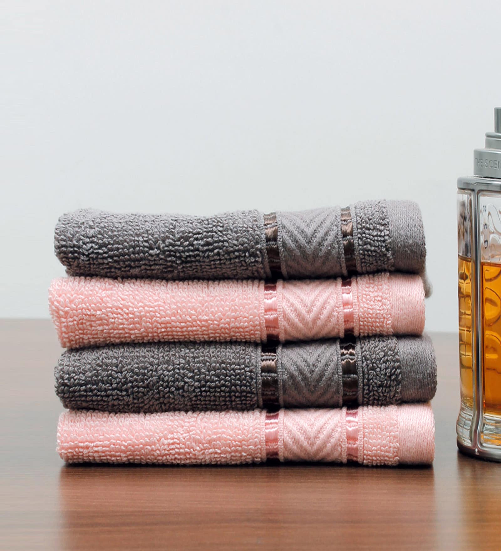 Buy Multicolor Solid 550 GSM Cotton Face Towels (Set of 4) by AVI ...