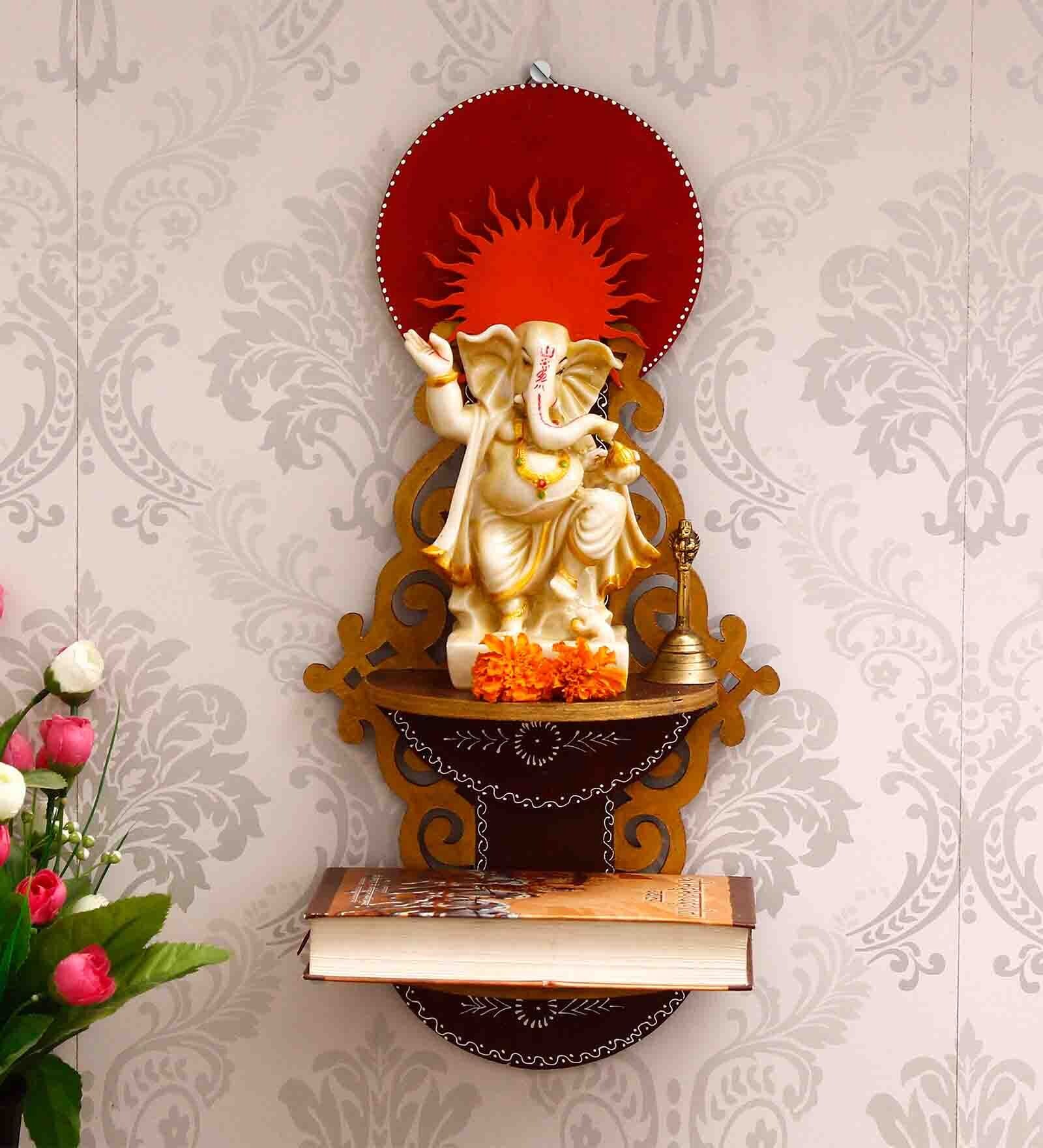 Buy Brown & Red MDF Pooja Shelf at 31% OFF by eCraftIndia | Pepperfry