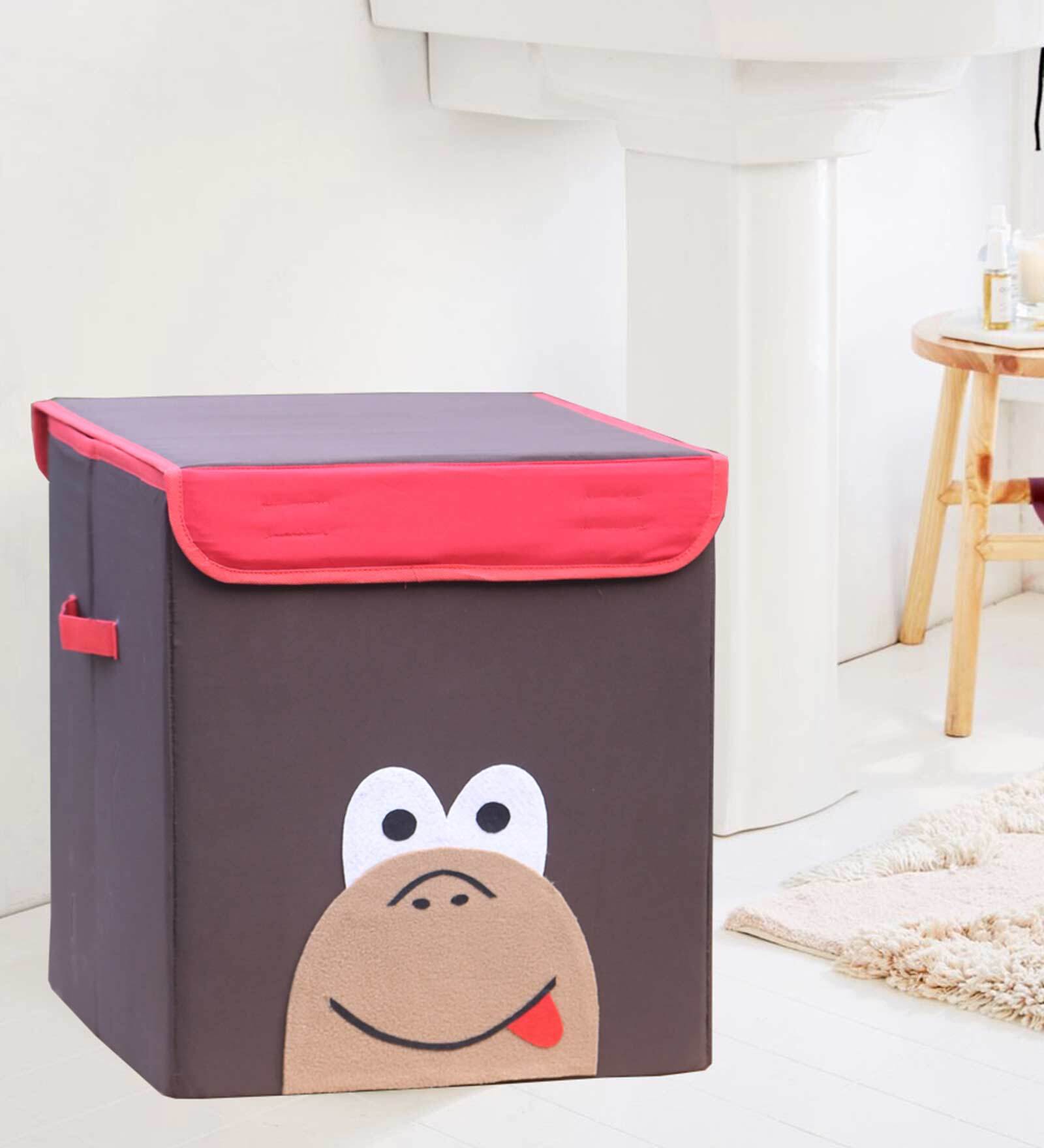 Buy Kevin Monkey Fabric Kids Storage Box in Brown Colour at 58% OFF by ...