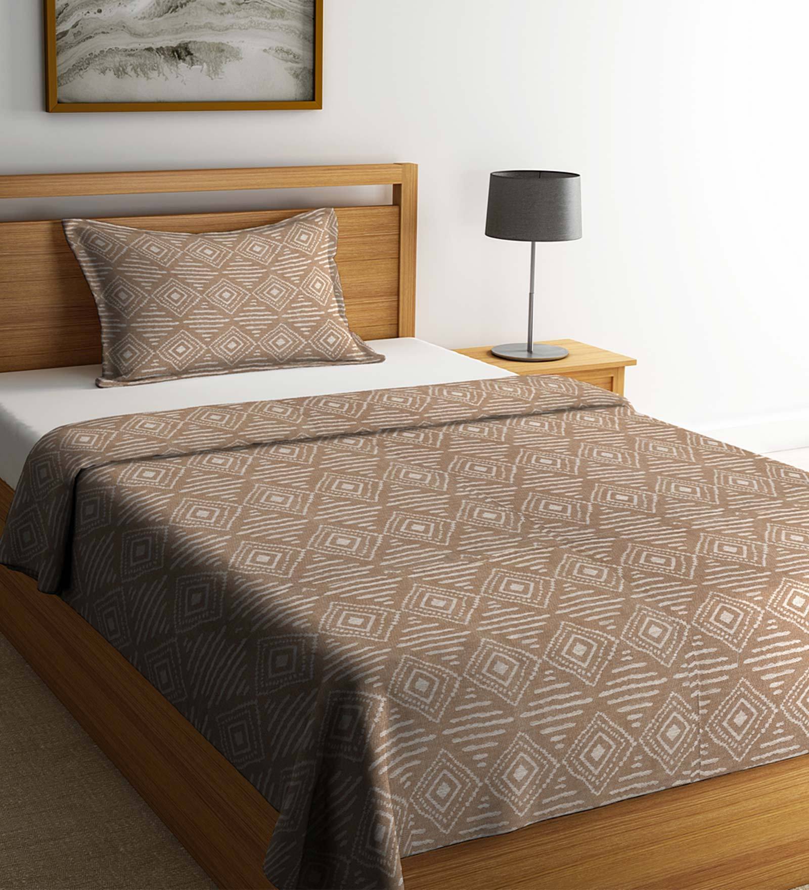 Buy 100% Cotton 240 TC Double Bed Cover with 2 Pillow Covers by Neudis ...