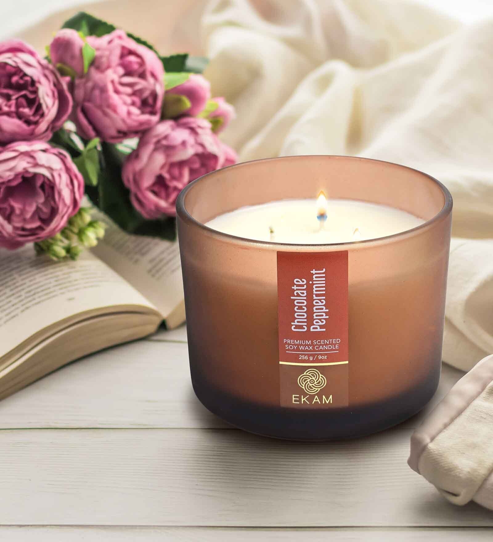 Buy Chocolate Peppermint 3 Wick Soy Wax Scented Candle at 32% OFF by ...