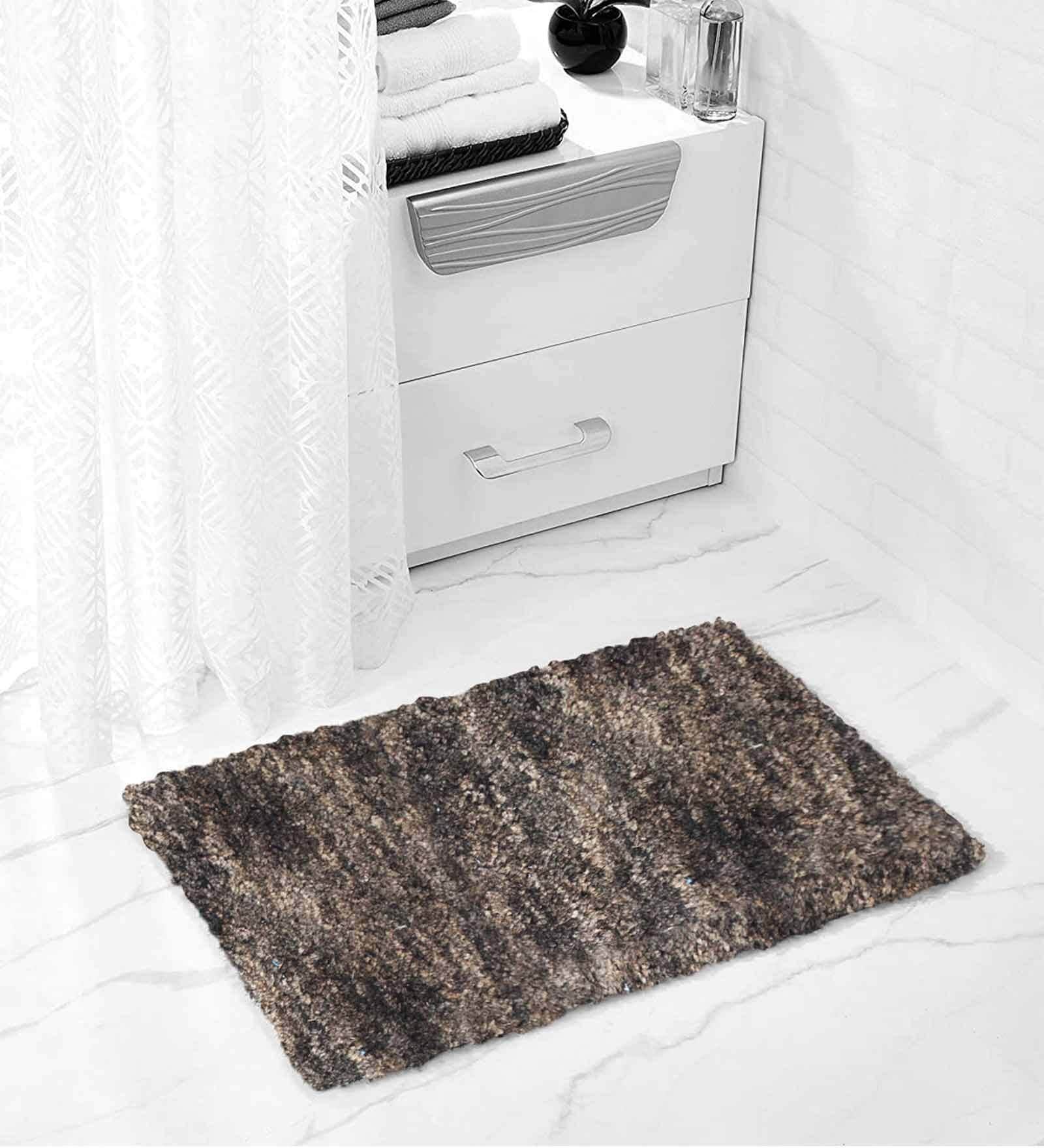 Buy Brown Abstract Microfibre 23x15 Inches AntiSkid Bath Mat at 67% OFF ...