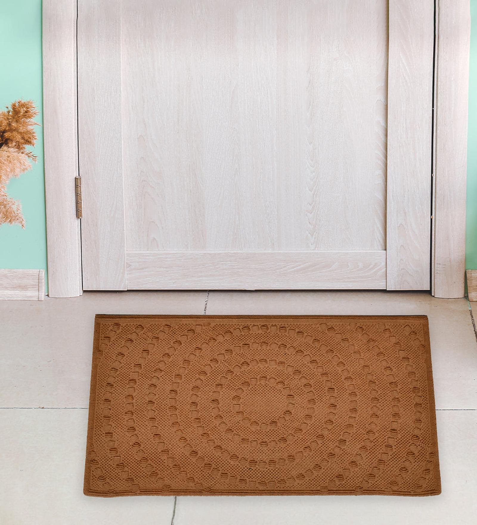 Buy Brown Abstract Polypropylene 18x30 Inches AntiSkid Door Mat By ...