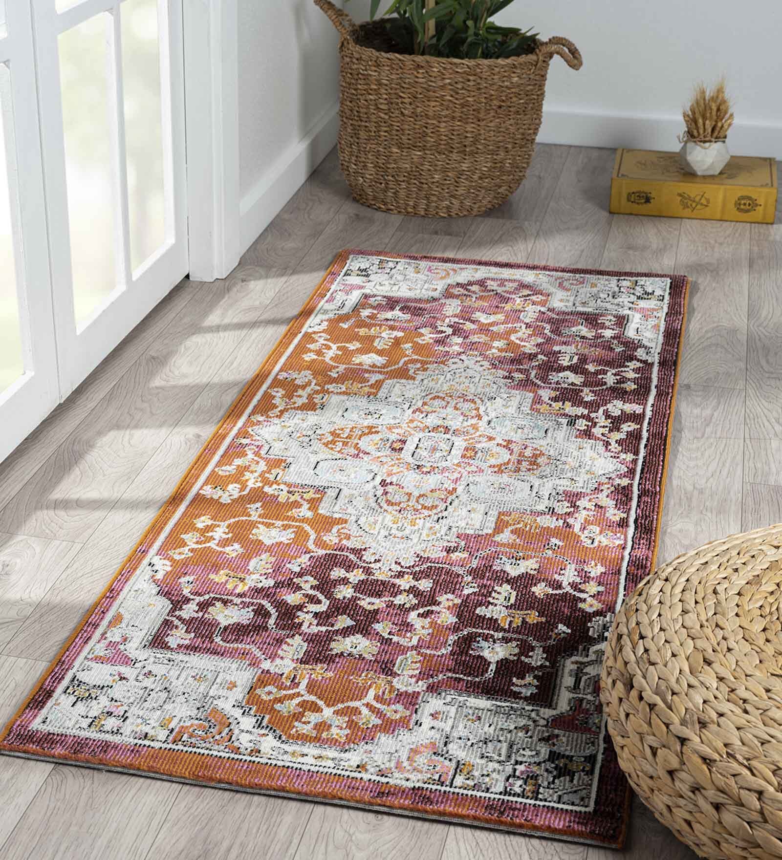 Buy Brown Abstract Polypropylene 59x32 Inches Machine Made Floor Runner ...