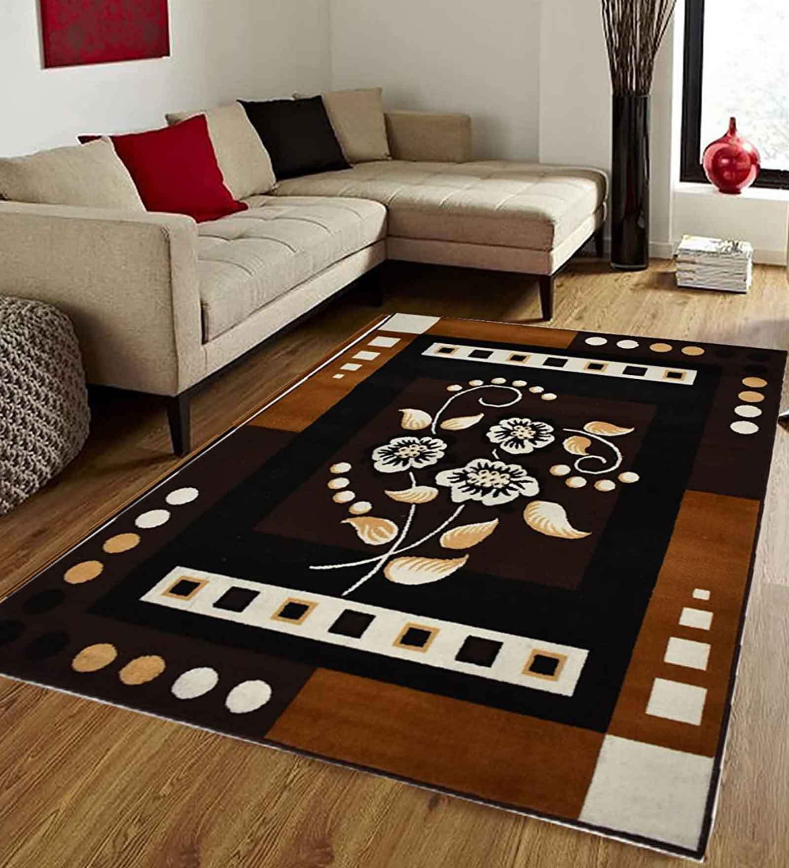 Buy Brown Floral Acrylic 5 ft x 7 ft Machine Made Carpet at 25% OFF by ...