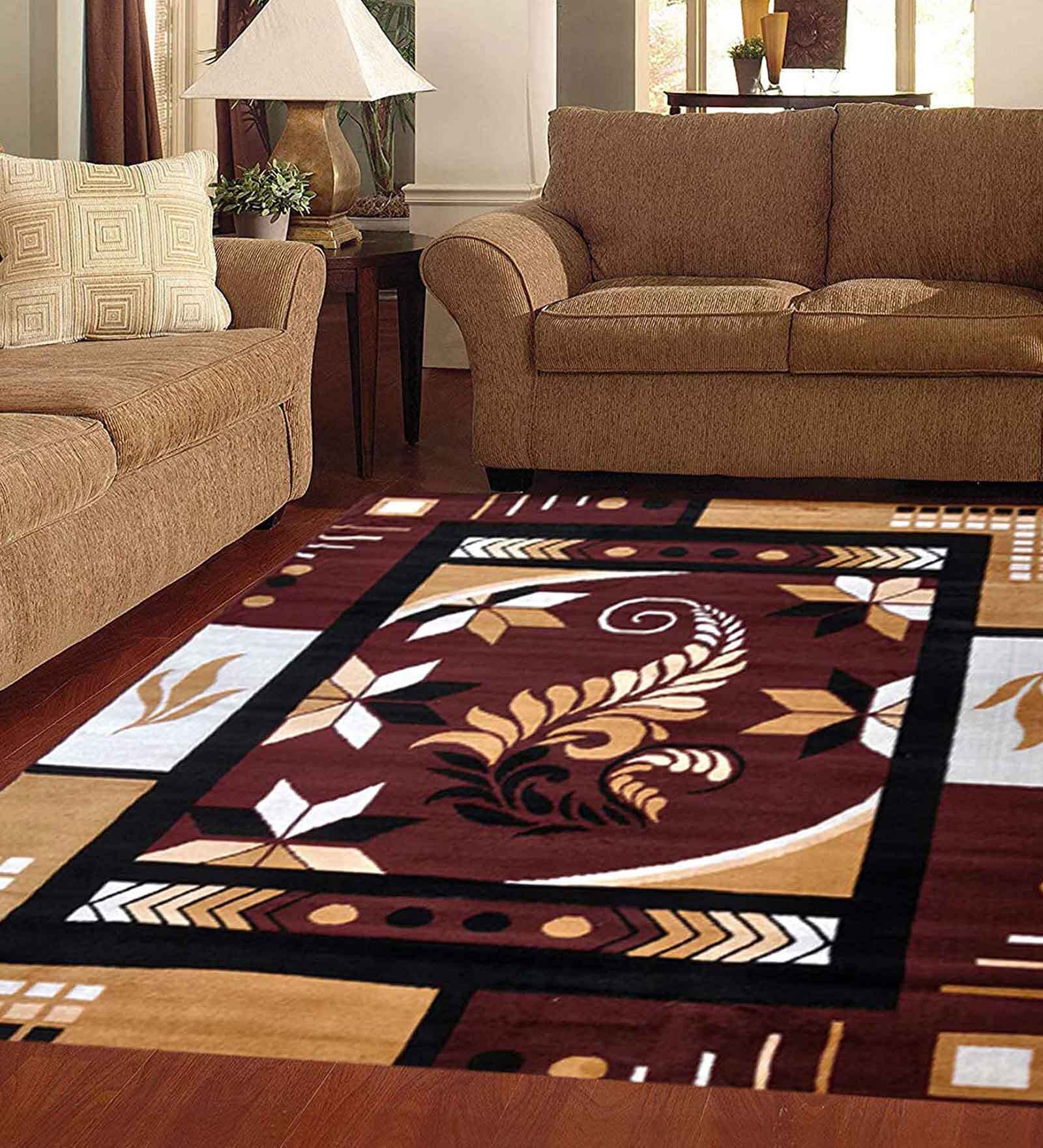 Buy Brown Floral Acrylic 5 ft x 7 ft Machine Made Carpet at 22% OFF by ...