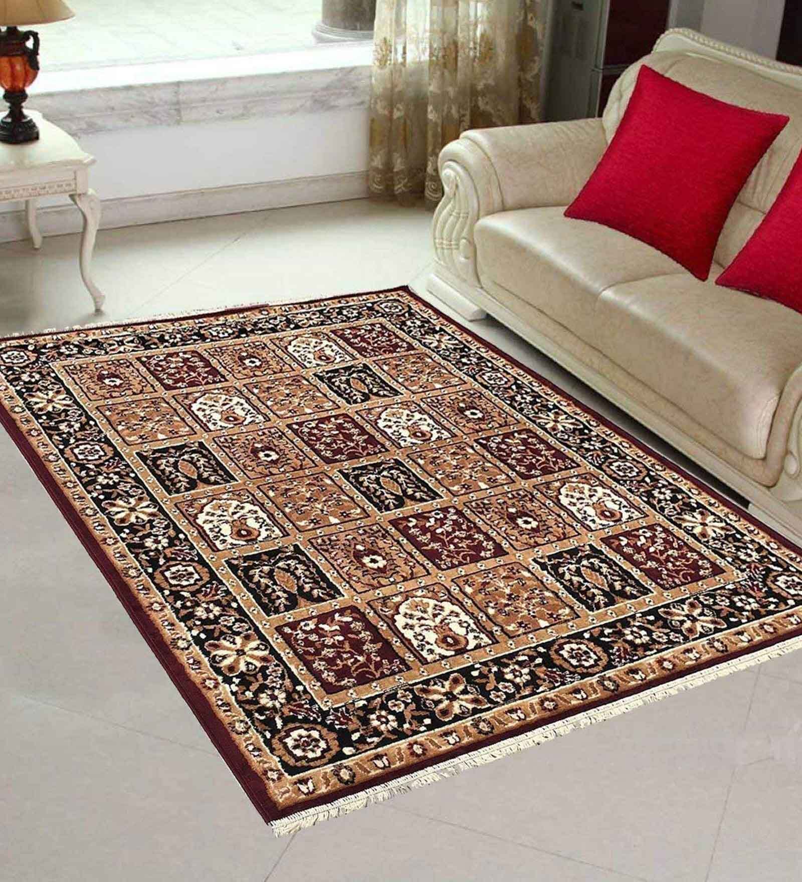 Buy Brown Persian Acrylic 8 ft x 10 ft Machine Made Carpet by Rida ...