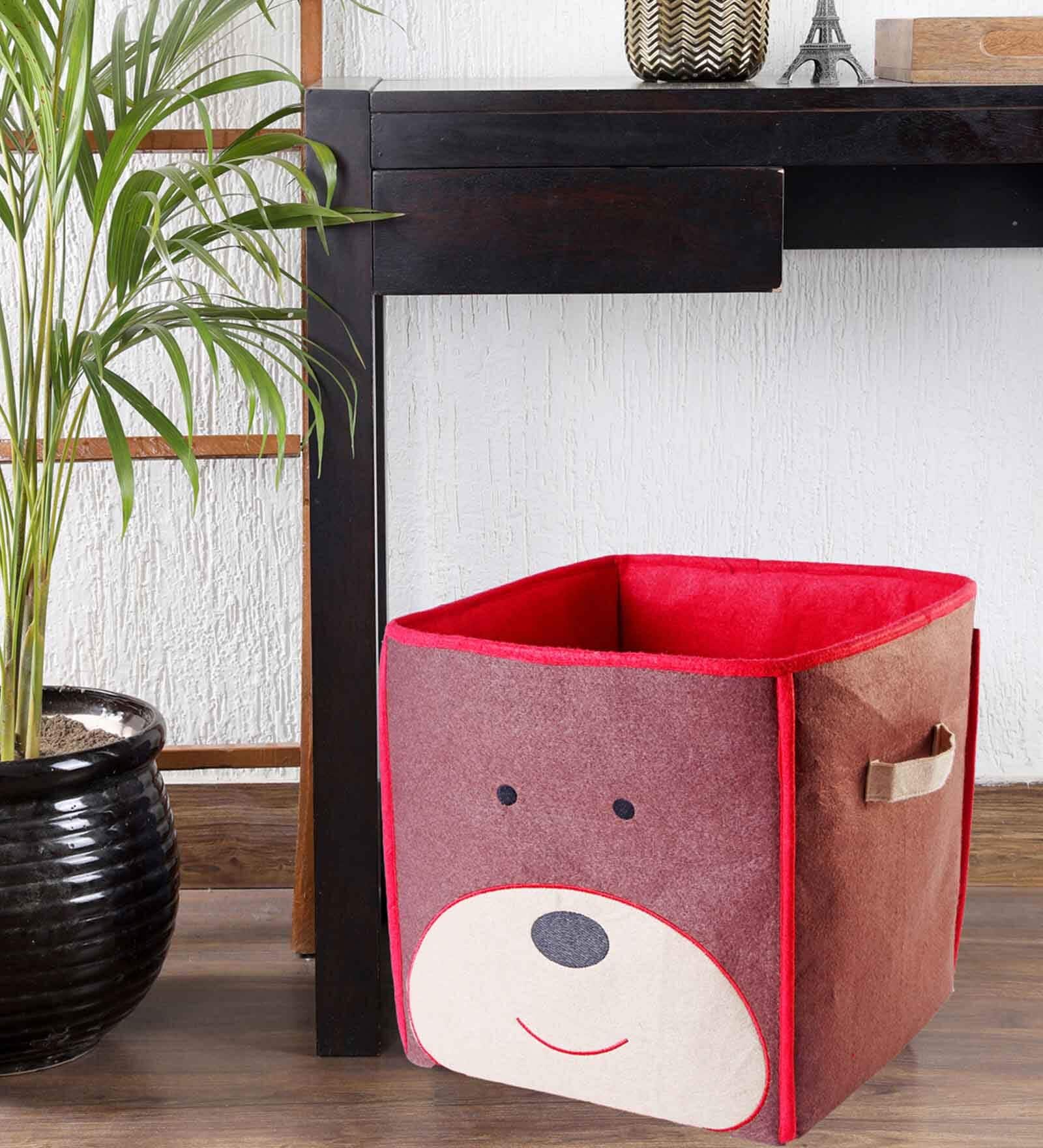 Buy Brown Bear Fabric Kids Storage Basket in Brown Colour at 33% OFF by ...