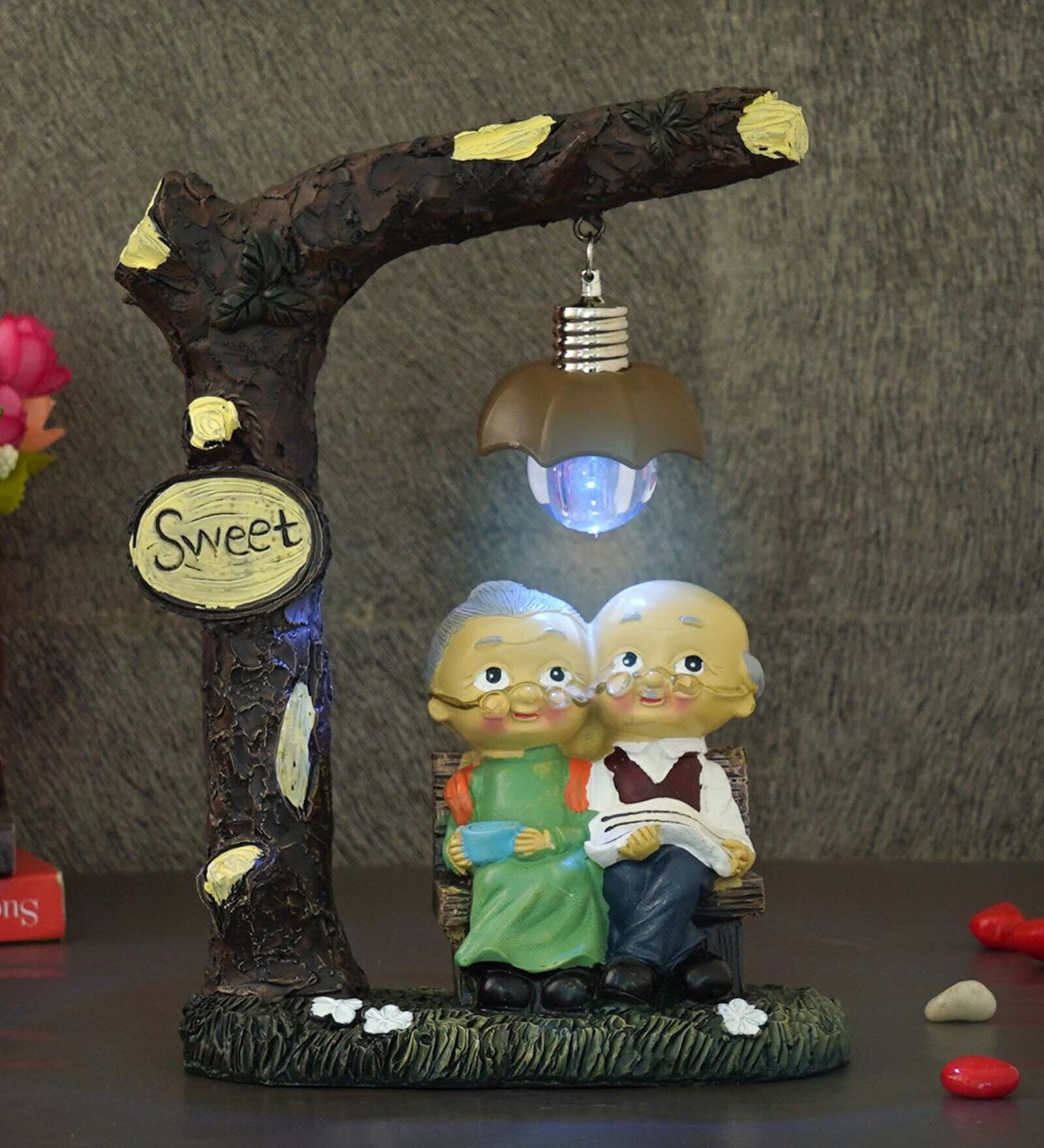 Buy Brown Beige Old Age Couple LED Light Polyresin Figurine at 38% OFF ...