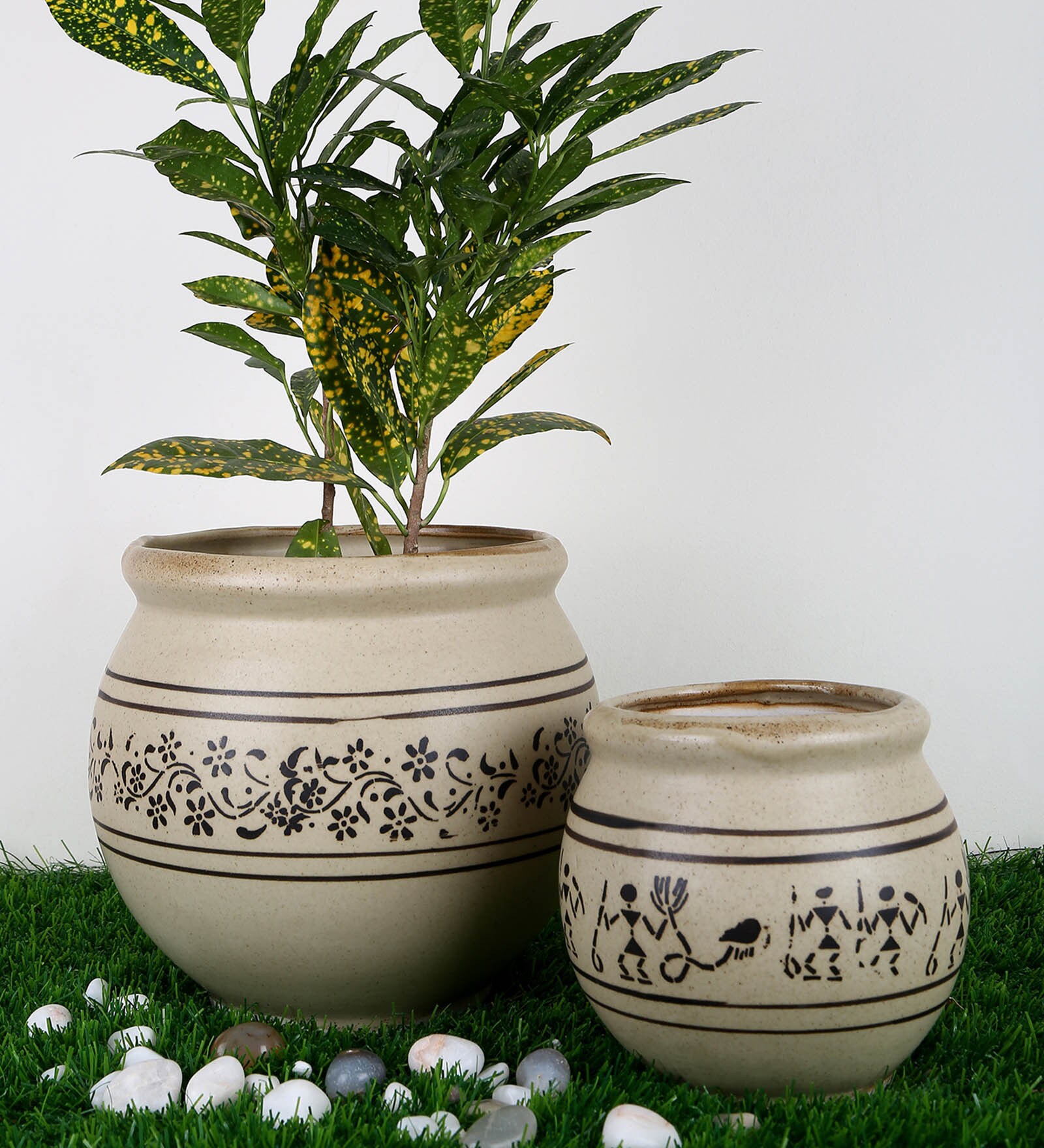 Buy Brown Ceramic Gandah With Mat Print Planter, Set Of 2 at 33% OFF by ...