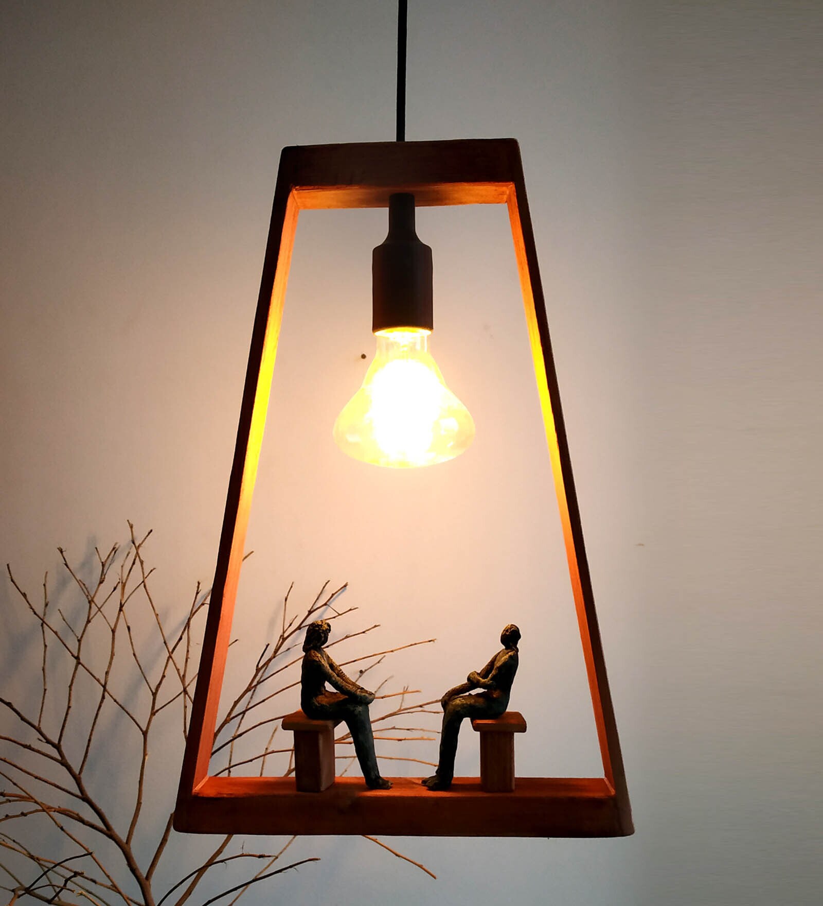 Buy Roman Cement Brown Wood Hanging Light at 44% OFF by Aranya ...