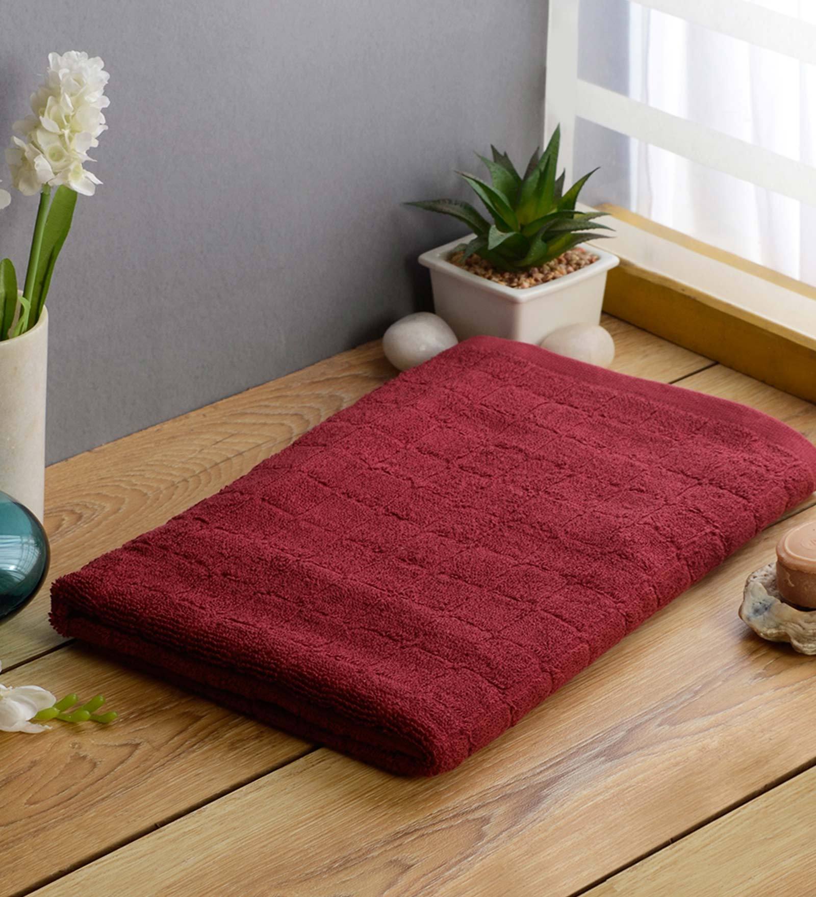 Buy Maroon Solid 280 GSM Cotton Bath Towel at 44% OFF by Softweave ...
