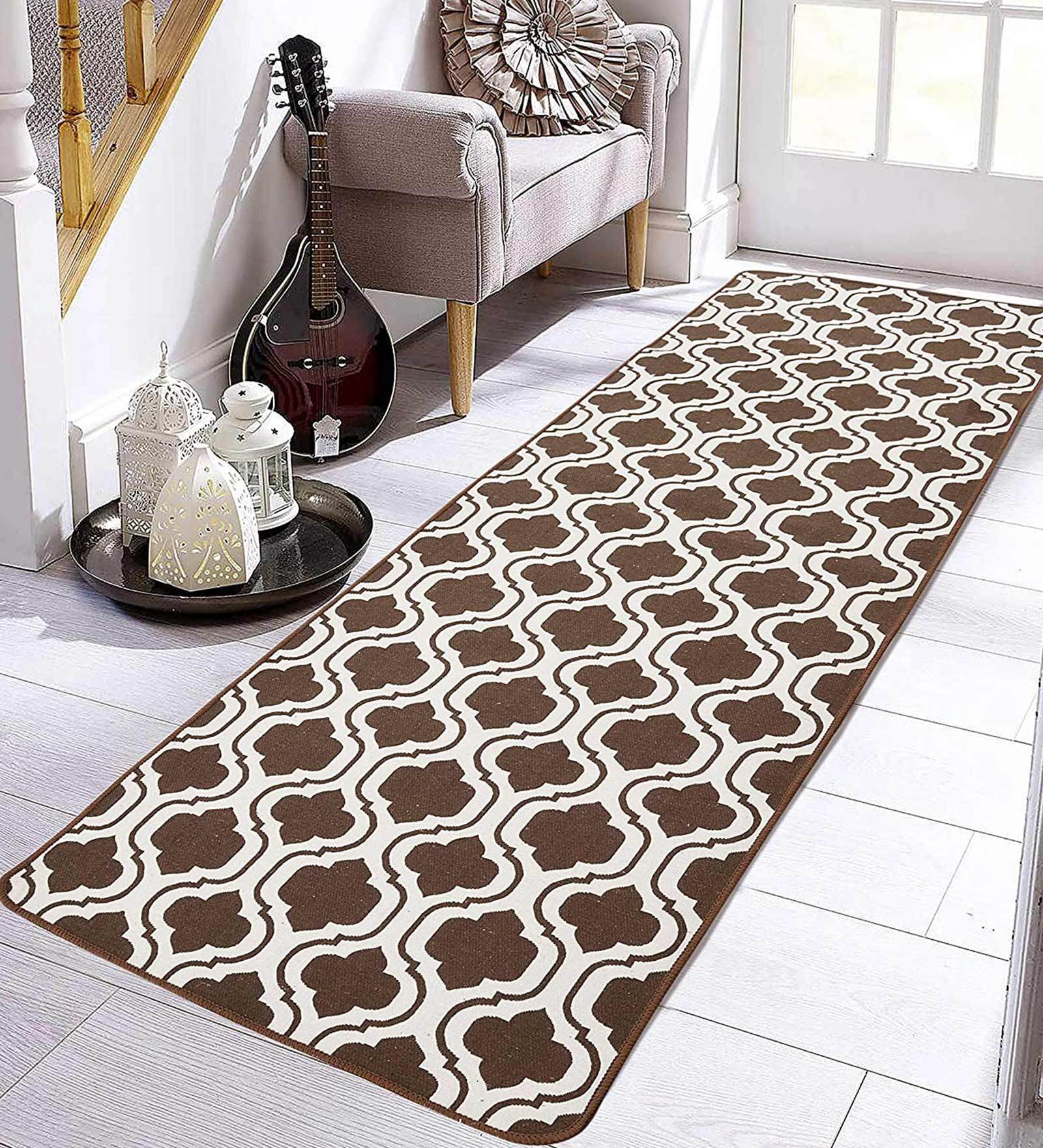 Buy Brown Cotton 79 x 26 Inches Machine Made Floor Runner by Saral Home ...