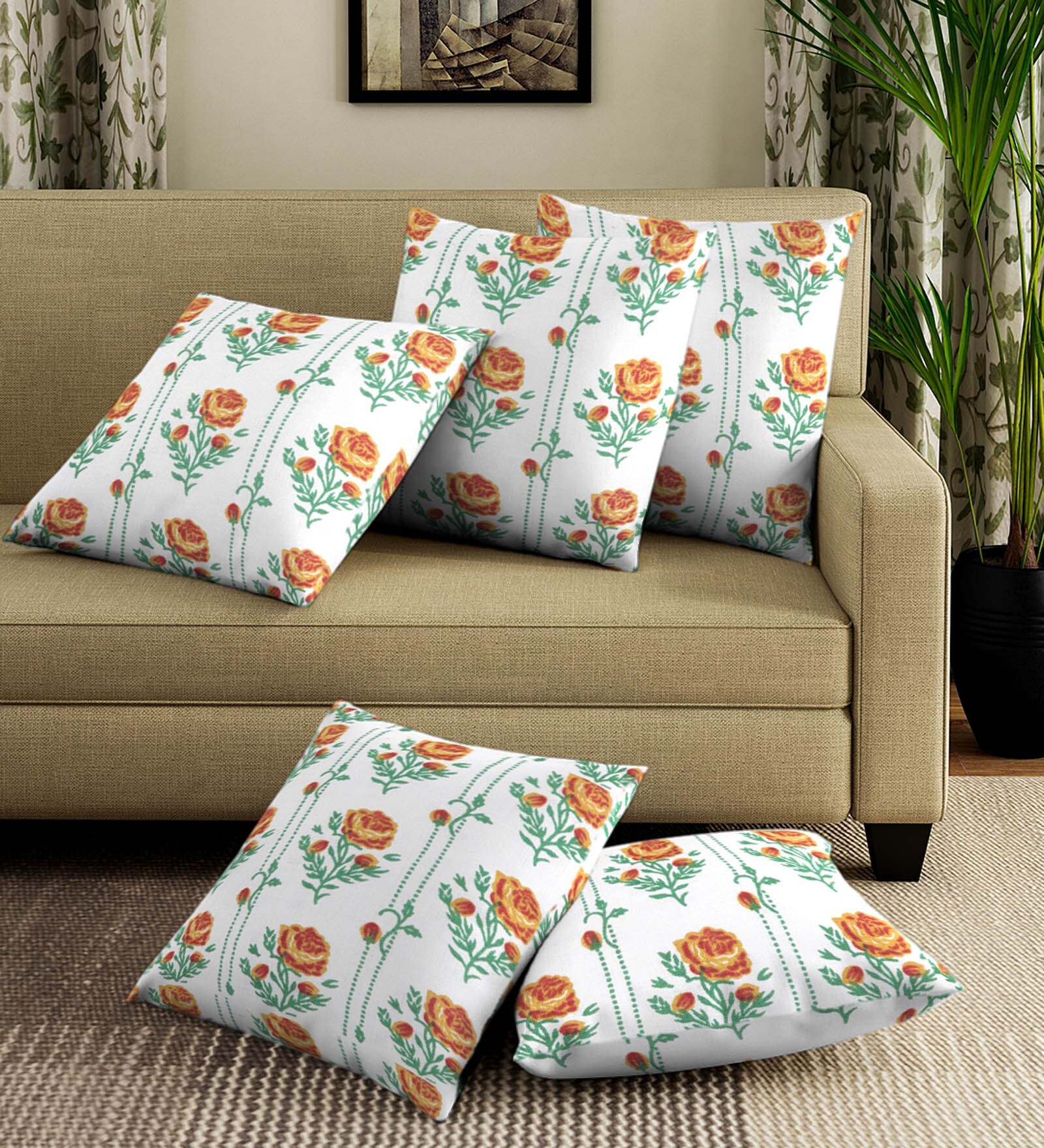 Buy Floral Pattern Cotton Brown 12x12 By Neudis at 25% OFF by Neudis ...