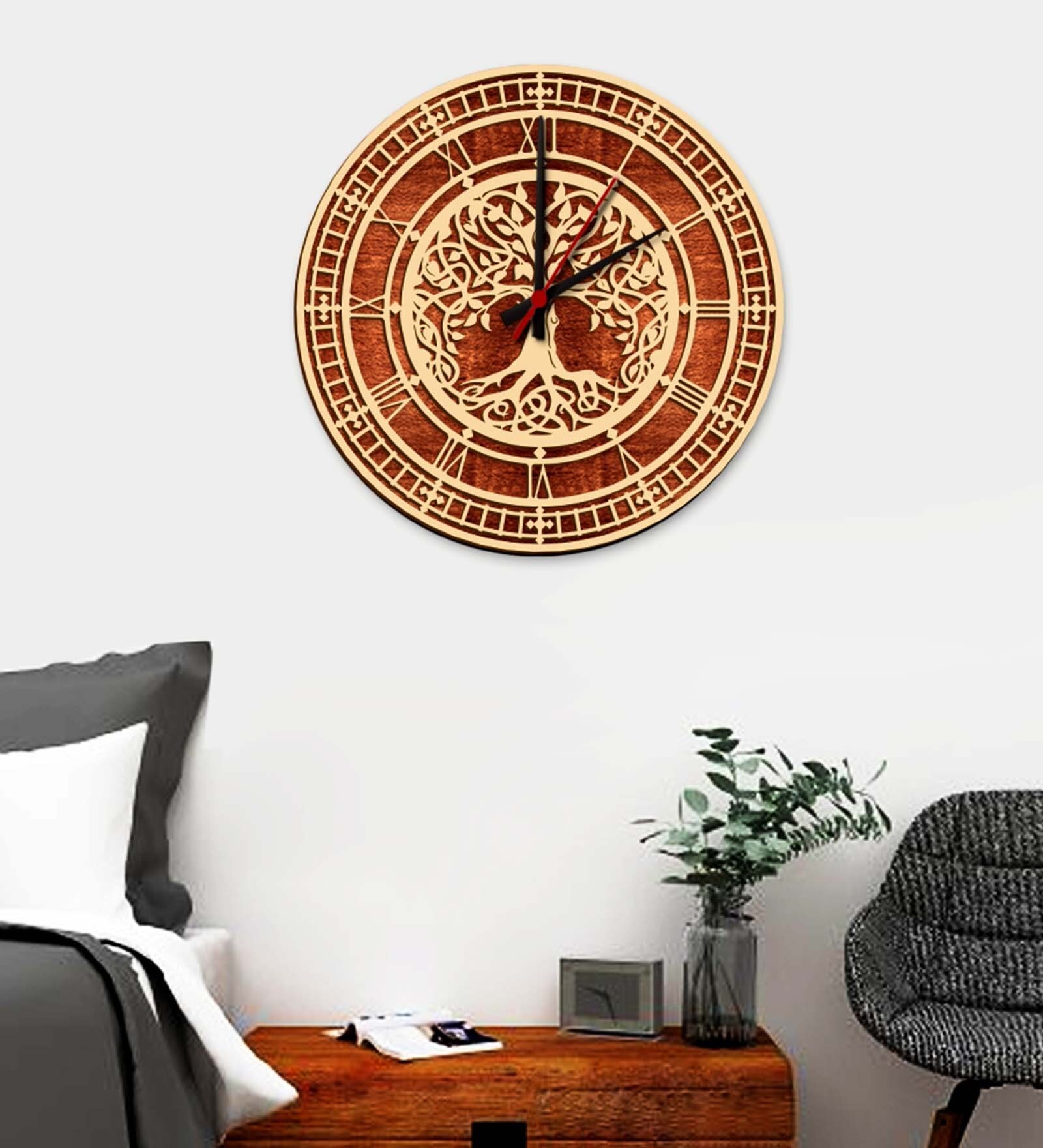 Buy Brown Engineered Wood Analog Wall Clock By WallMantra at 25% OFF by ...