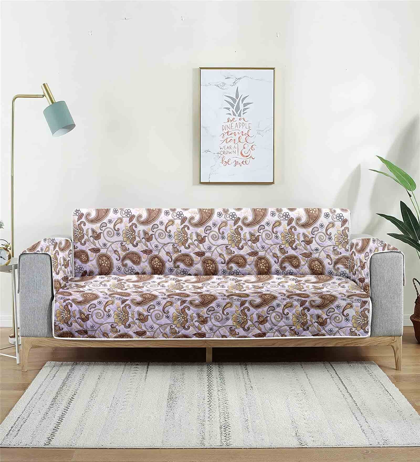 Buy Brown Ethnic motif Polyester 2 Seater Reversible Sofa Cover at 67% ...