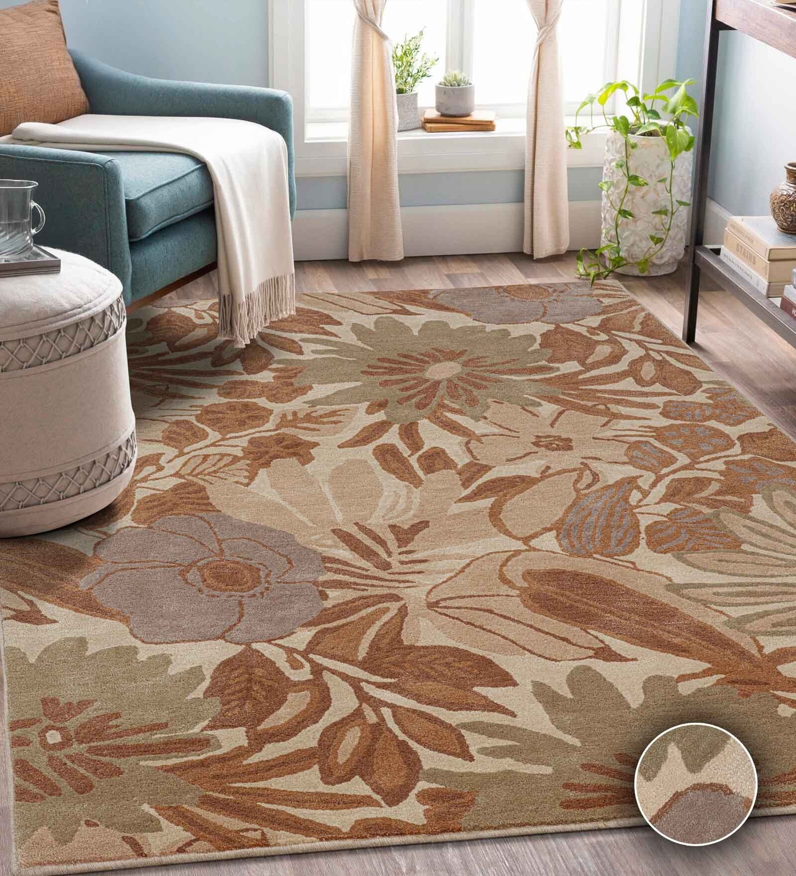 Buy Brown Floral Wool Blend 4' X 6' Hand Tufted Carpet at 9% OFF by ...