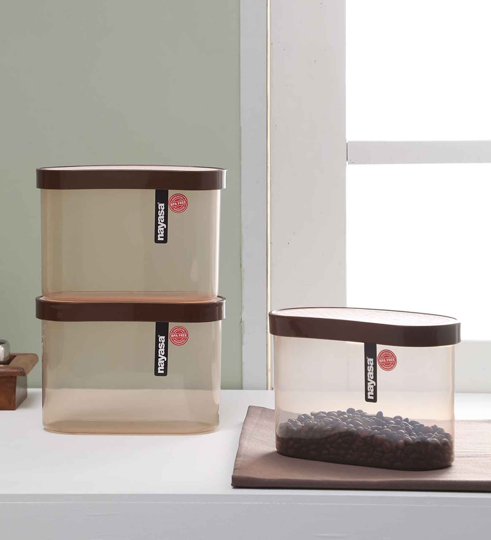 Buy Brown Fusion Oval Plastic Container (Set of 3) by Nayasa at 28% OFF ...