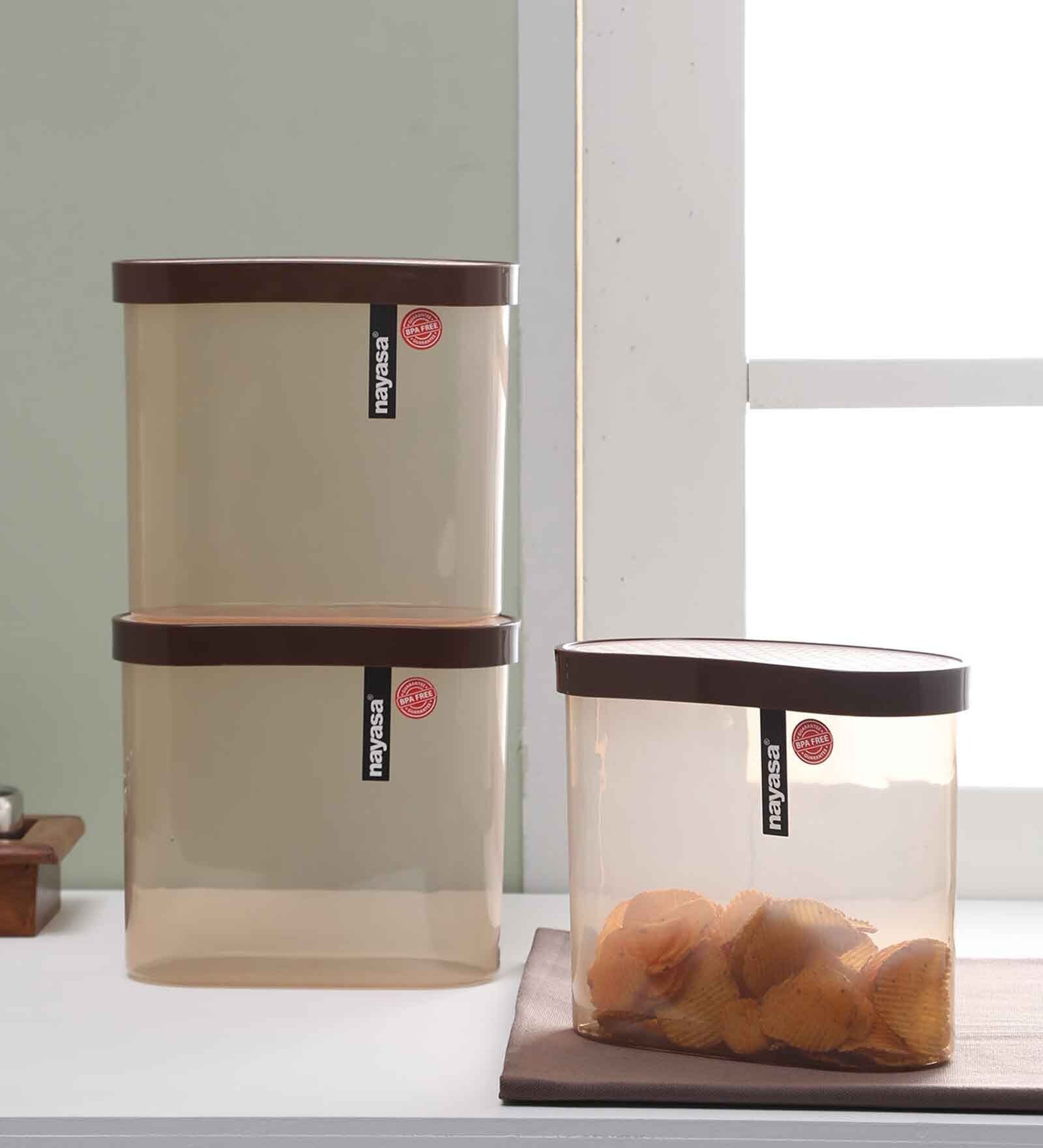 Buy Brown Fusion Oval Plastic Container (Set of 3) by Nayasa at 28% OFF ...
