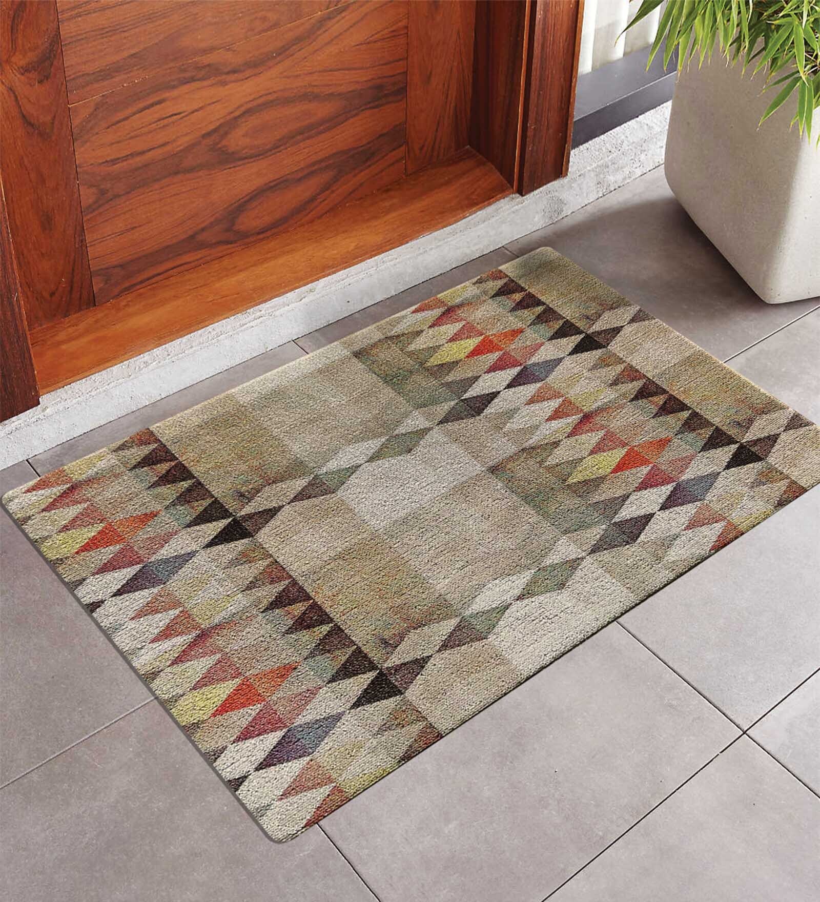 Buy Brown Geometric PVC 23x16 Inches Anti Skid Doormat at 10% OFF by ...