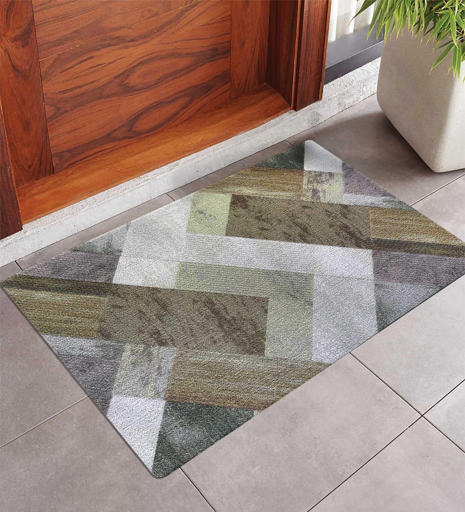 Buy Brown Geometric PVC 23x16 Inches Anti Skid Doormat at 10% OFF by ...