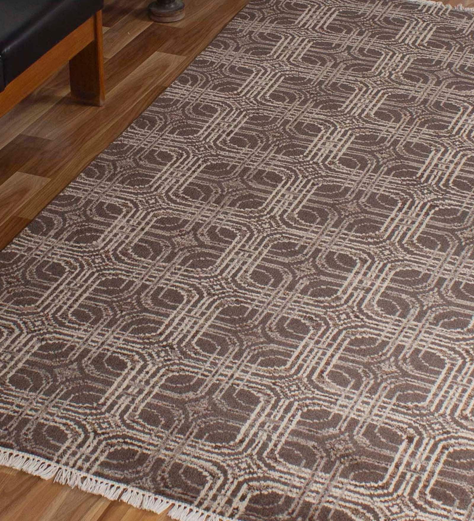 Buy Trellis Pattern Wool Hand Knotted 5 x 8 Feet Carpet by Carpet ...