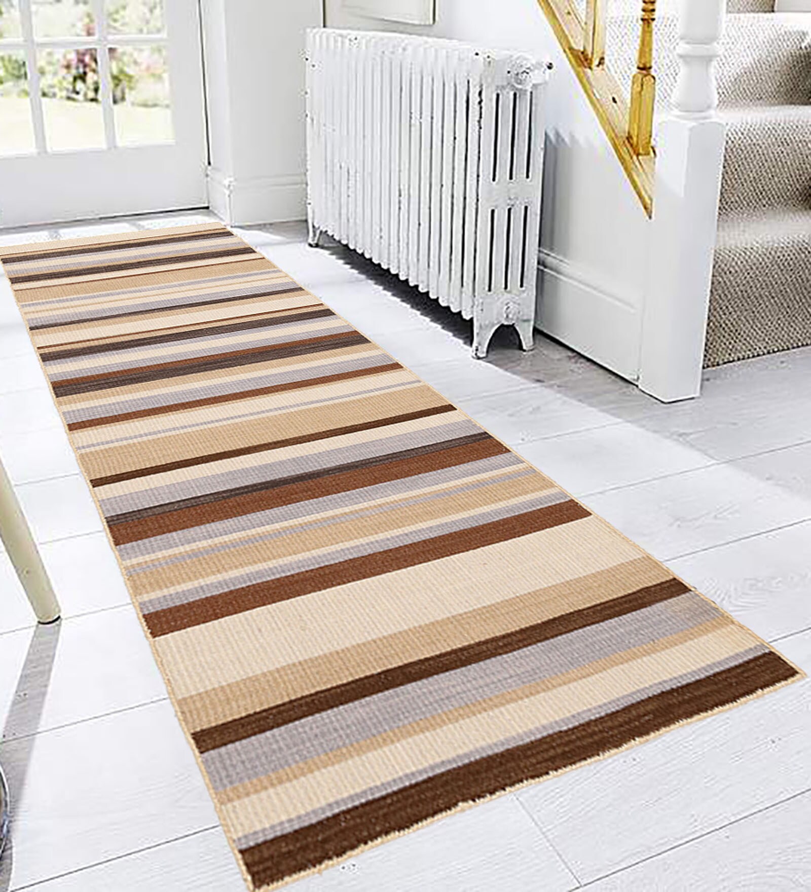 Buy Abstract Pattern Wool 7 x 3 Feet Hand Woven Bedside Runner by ...