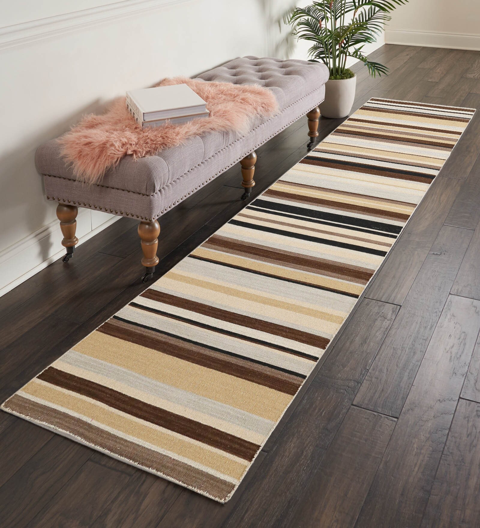 Buy Brown Wool Hand Woven 118x29 Inches Hallway Runners by Artweavers ...