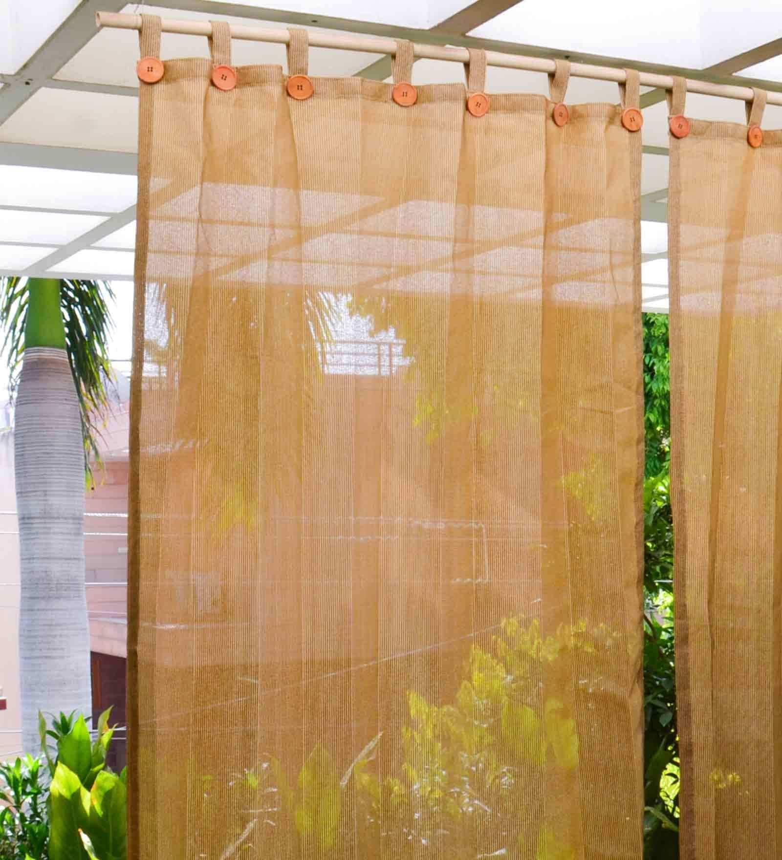 Buy Brown HDPE Semisheer 7.5 Feet Rod Pocket Curtain (Set of 2) by ...