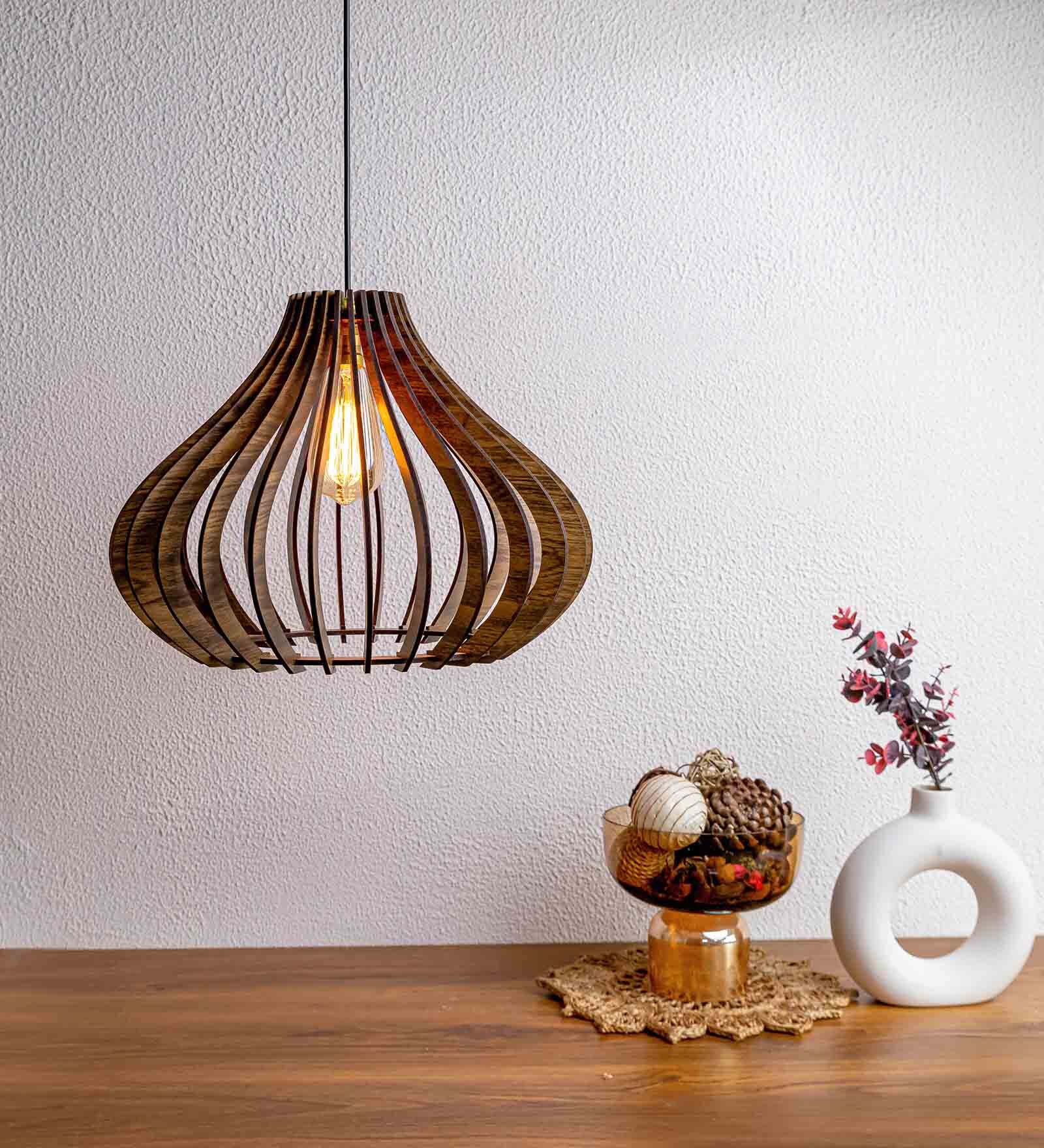Buy Triad Brown Wooden Hanging Light at 44% OFF by Think artly | Pepperfry