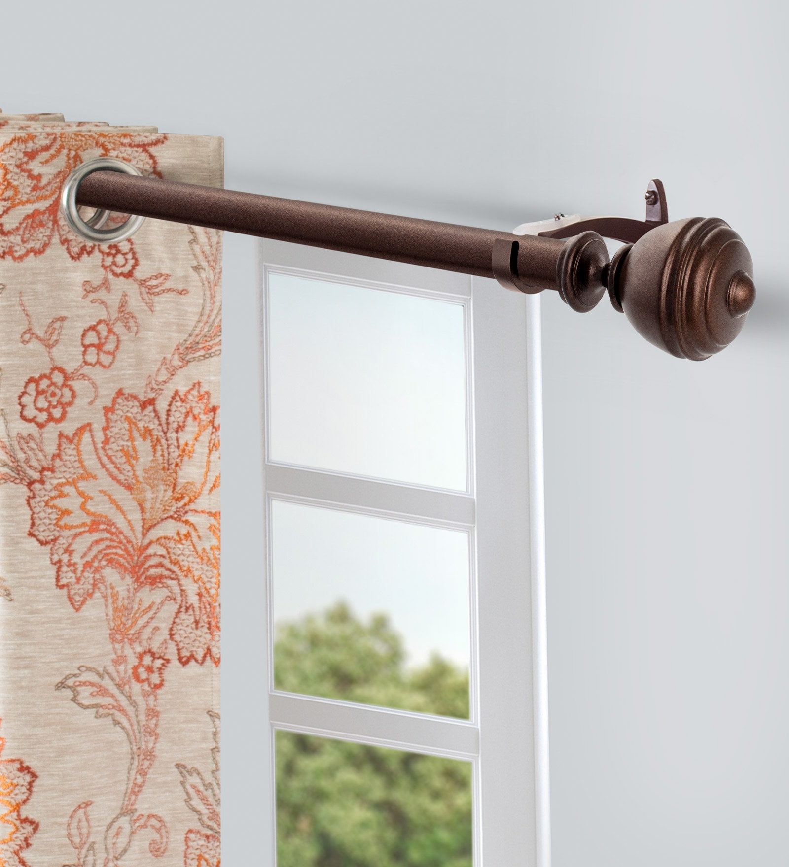 Buy BrownIron Solid (144 Inches) Curtain Rod with Accessories (Pack of ...