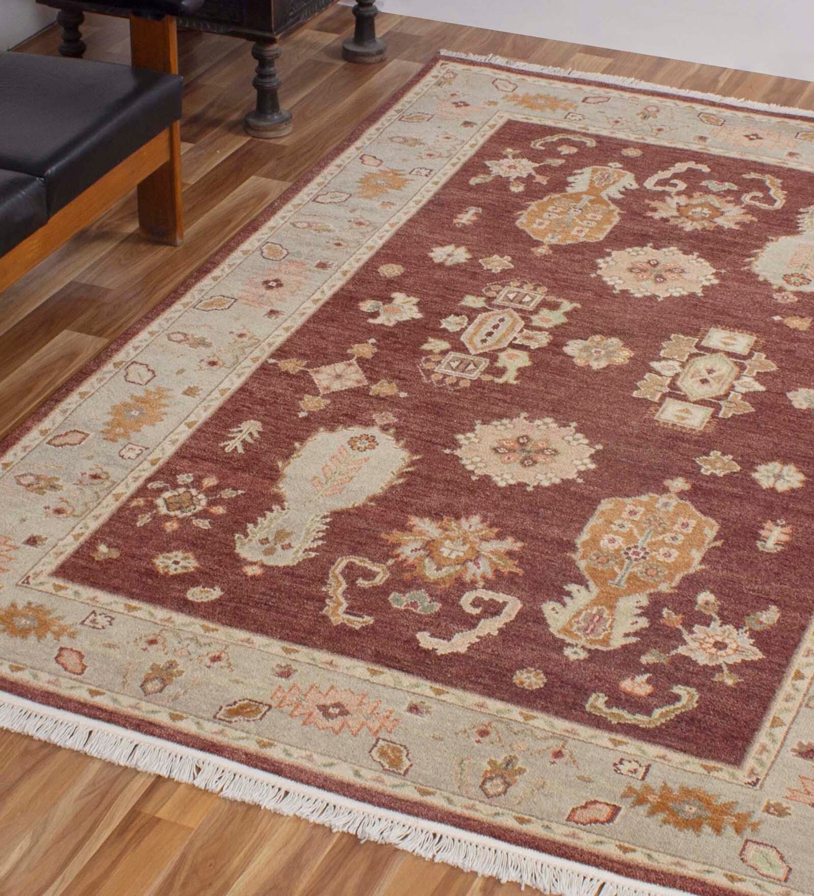 Buy Traditional Pattern Wool Hand Knotted 6 x 9 Feet Carpet by Carpet ...
