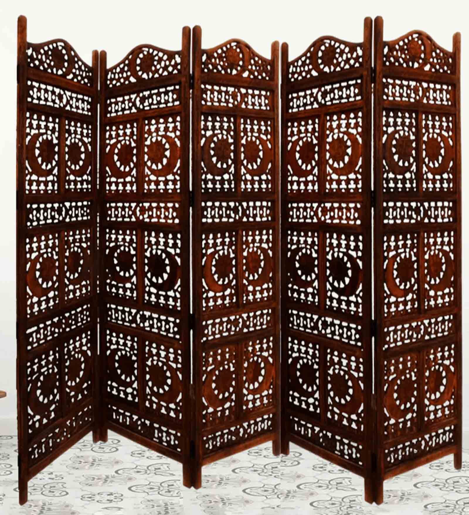 Buy Brown Mango Wood Opaline And Mdf Handmade Room Dividers (Set Of 5 ...