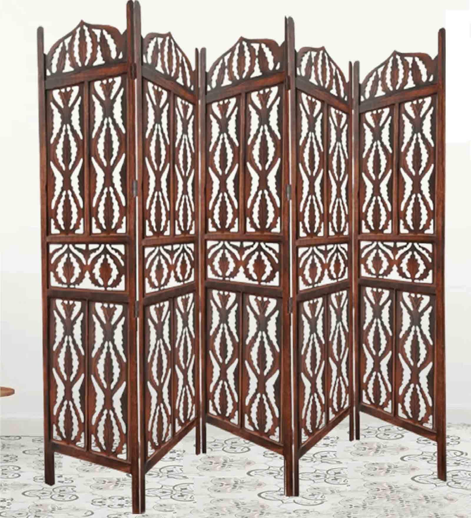 Buy Brown Mango Wood Lavery And Mdf Handmade Room Dividers (Set Of 5 ...