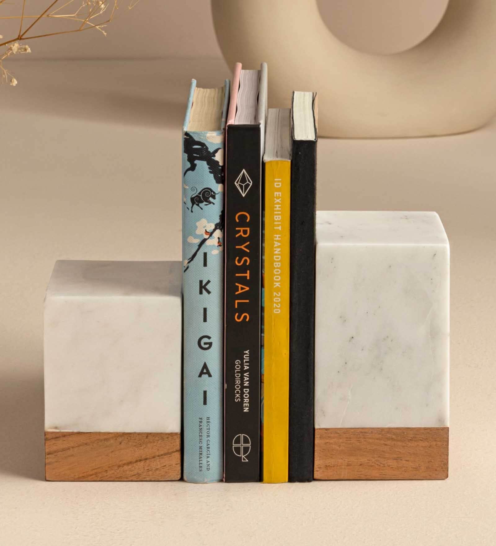 Buy Block White & Brown Engineered Wood Bookend at 25% OFF by Marbleous ...