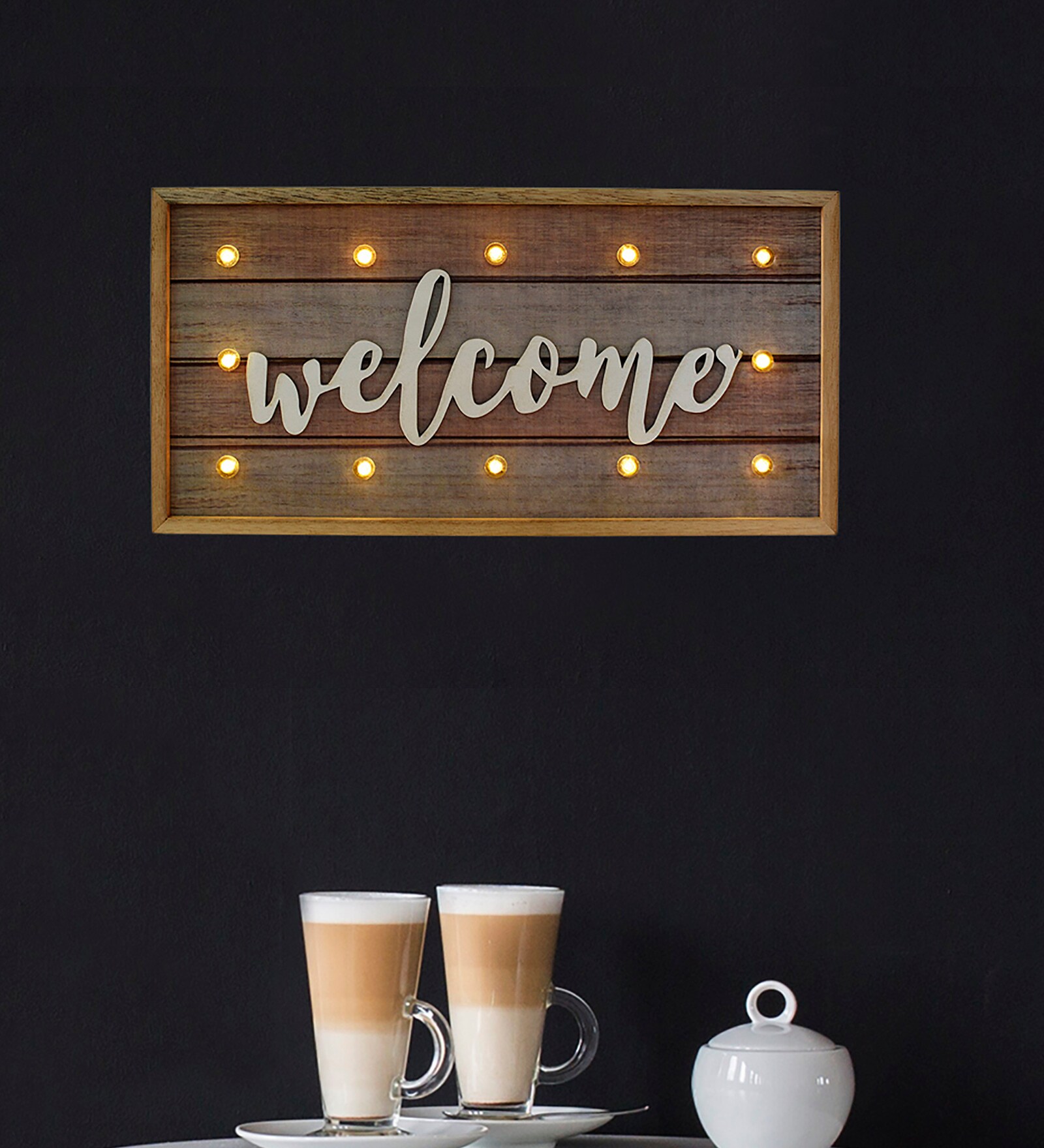 Buy Brown MDF Wood Welcome Wall Hanging With Led Lights by Archies ...