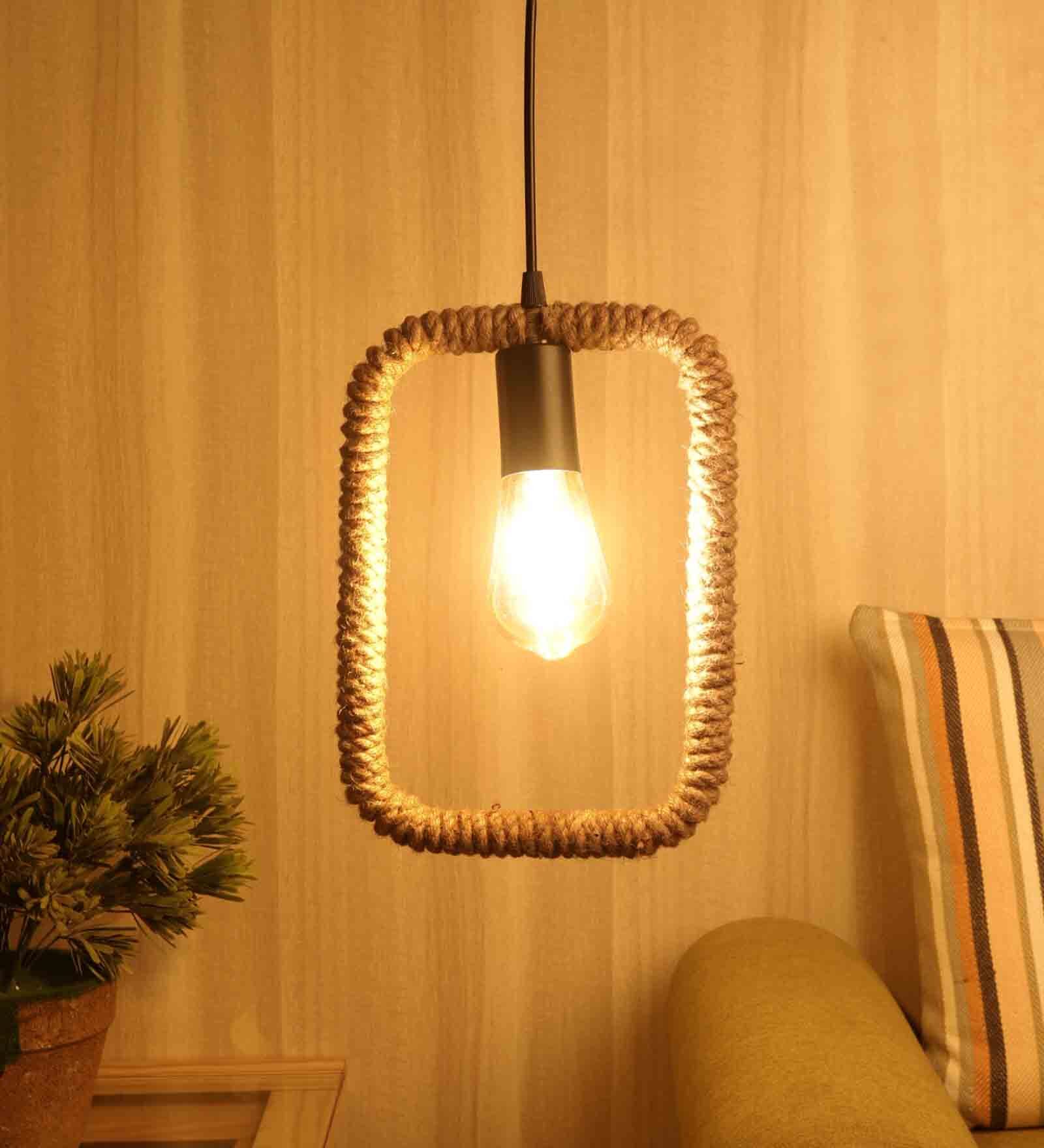 Buy Brown Metal Hanging Rope Lamp at 25% OFF by Exim Decor | Pepperfry
