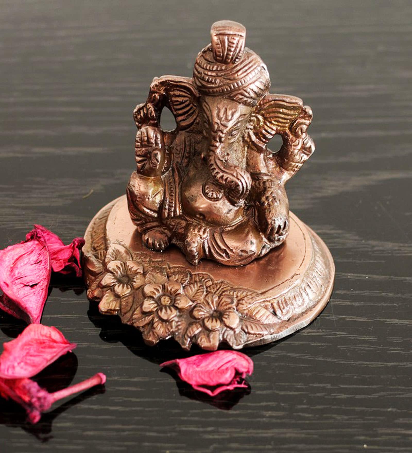 Buy Brown Metal Pagdi Lord Ganesha On Flower by Ecraftindia at 29% OFF ...