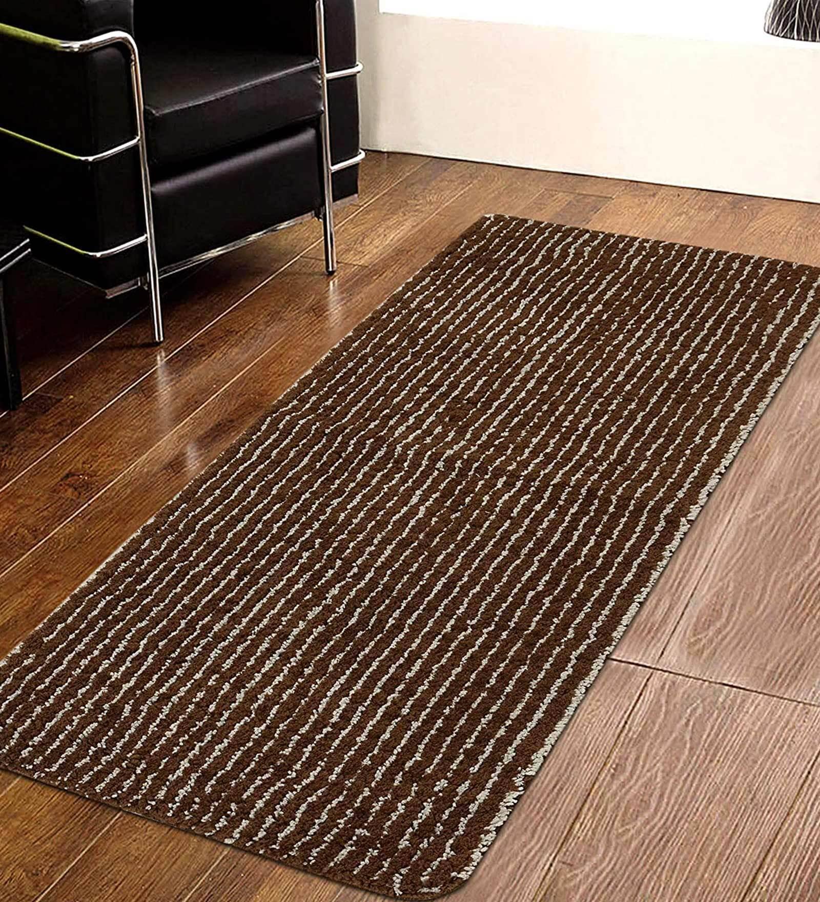 Buy Brown Microfibre 55 x 22 Inches Machine Made Floor Runner by Saral ...