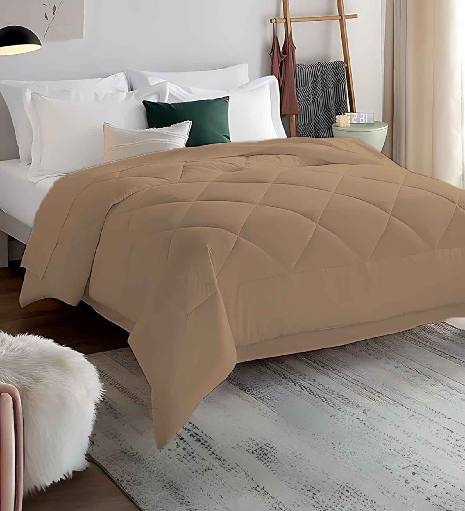 Buy Brown Microfiber Solid 150 GSM Double Bed Comforter at 40% OFF by ...