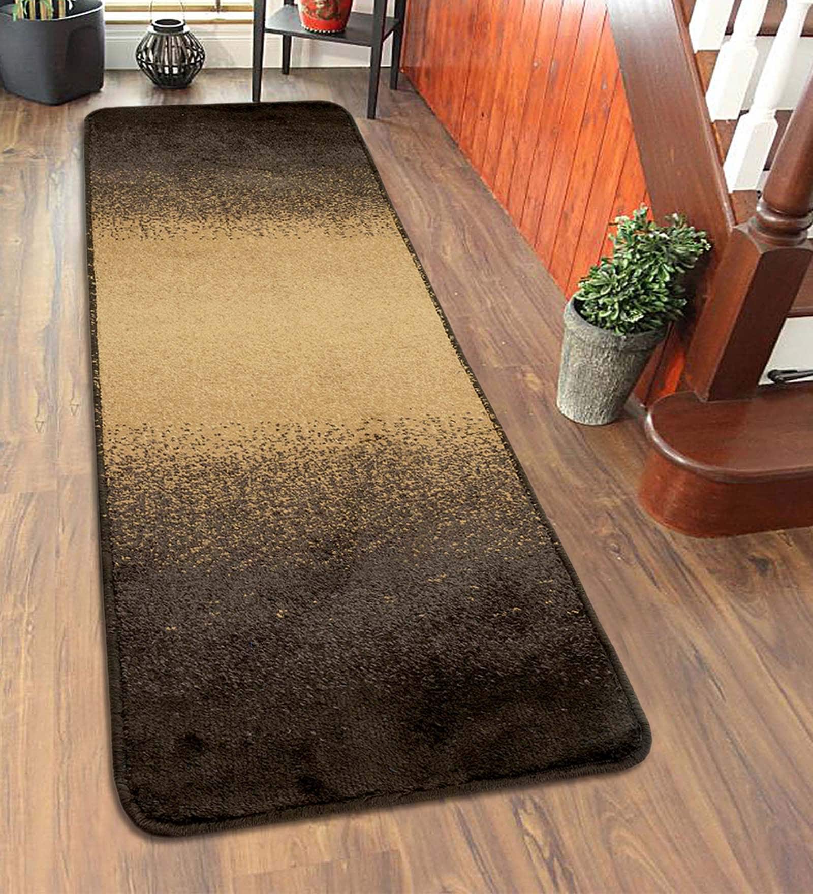 Buy Brown Microfibre Hand Woven 72x24 Inches Bed Side Runners by Saral ...