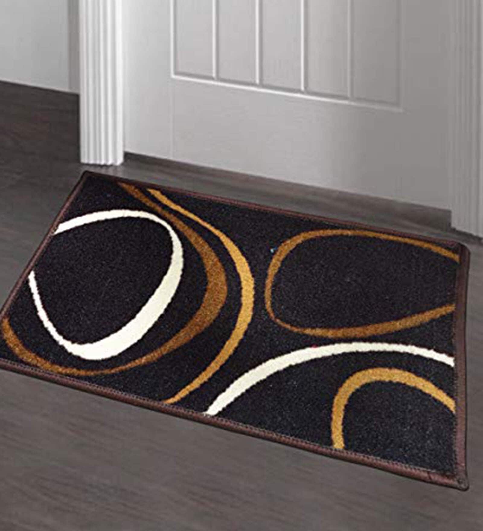 Buy Brown Abstract Polyester 15 x 23 Inches Hand Woven Door Mat at 61% ...