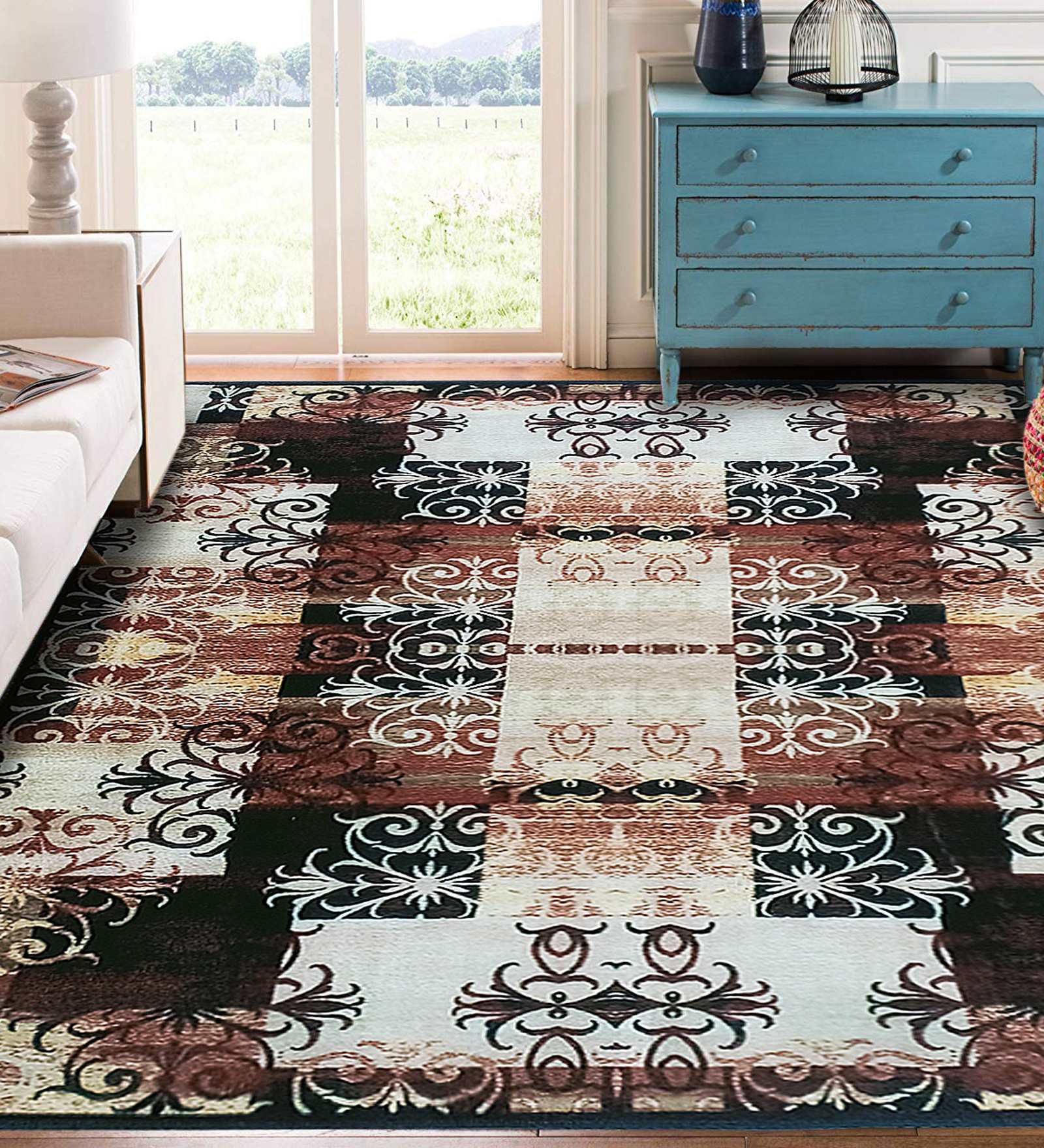 Buy Abstract Pattern Nylon Machine Made 4 X 6 Feet Carpet at 66% OFF by ...