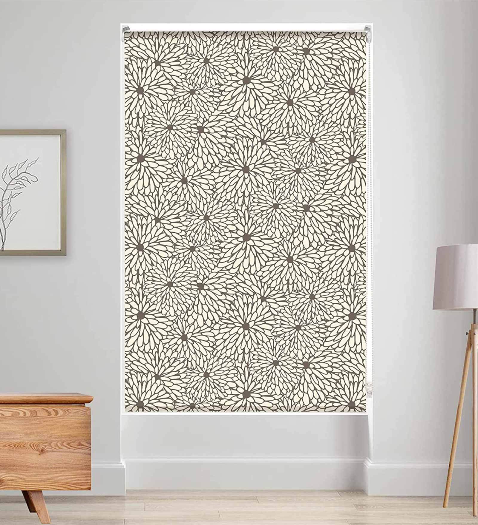 Buy Brown Polyester Floral 84 X 54 Inches Semisheer Roller Blind at 15% ...