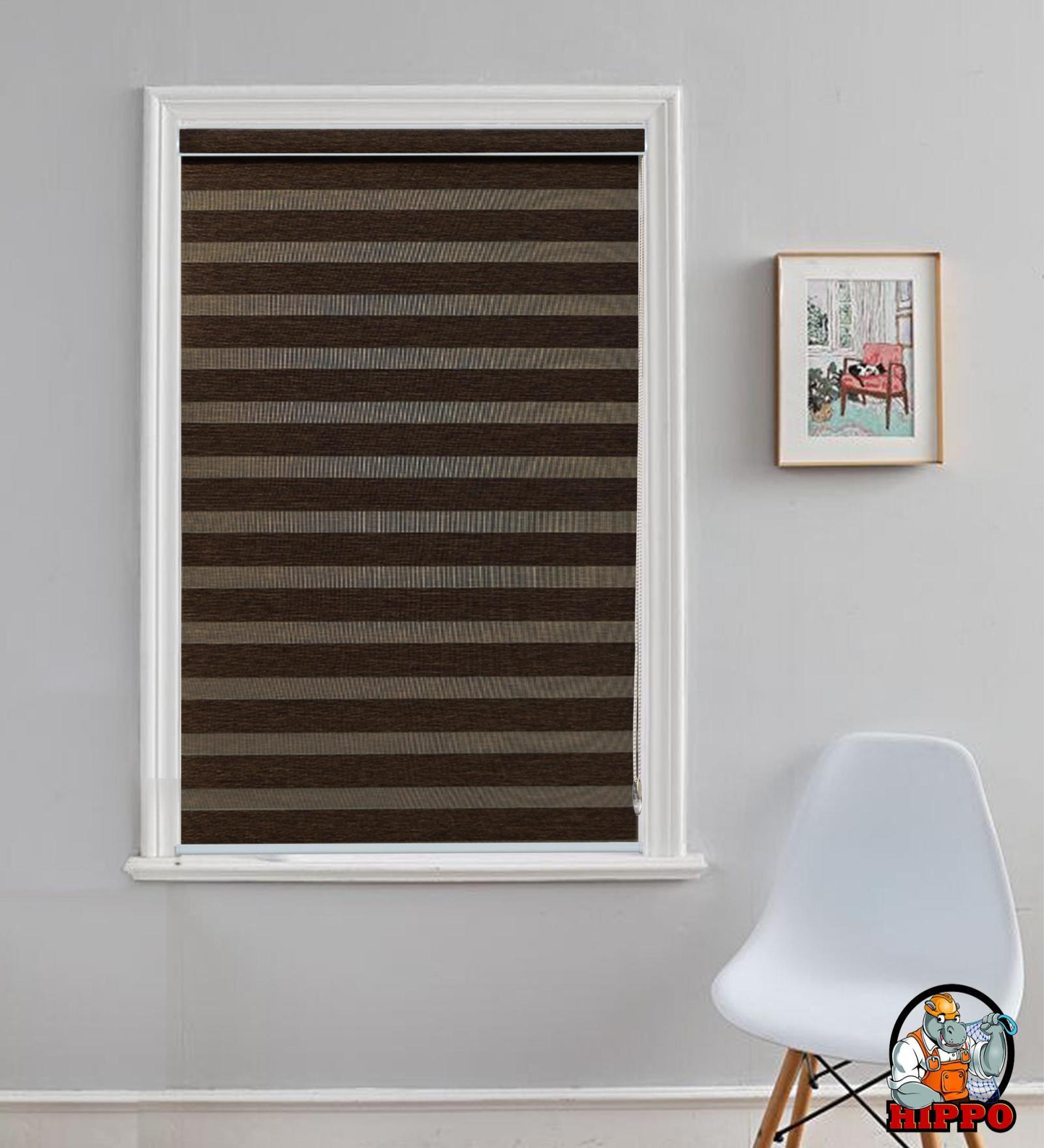 Buy Brown Polyester Solid 108 X 36 inches Semisheer Zebra Blind at 38% ...