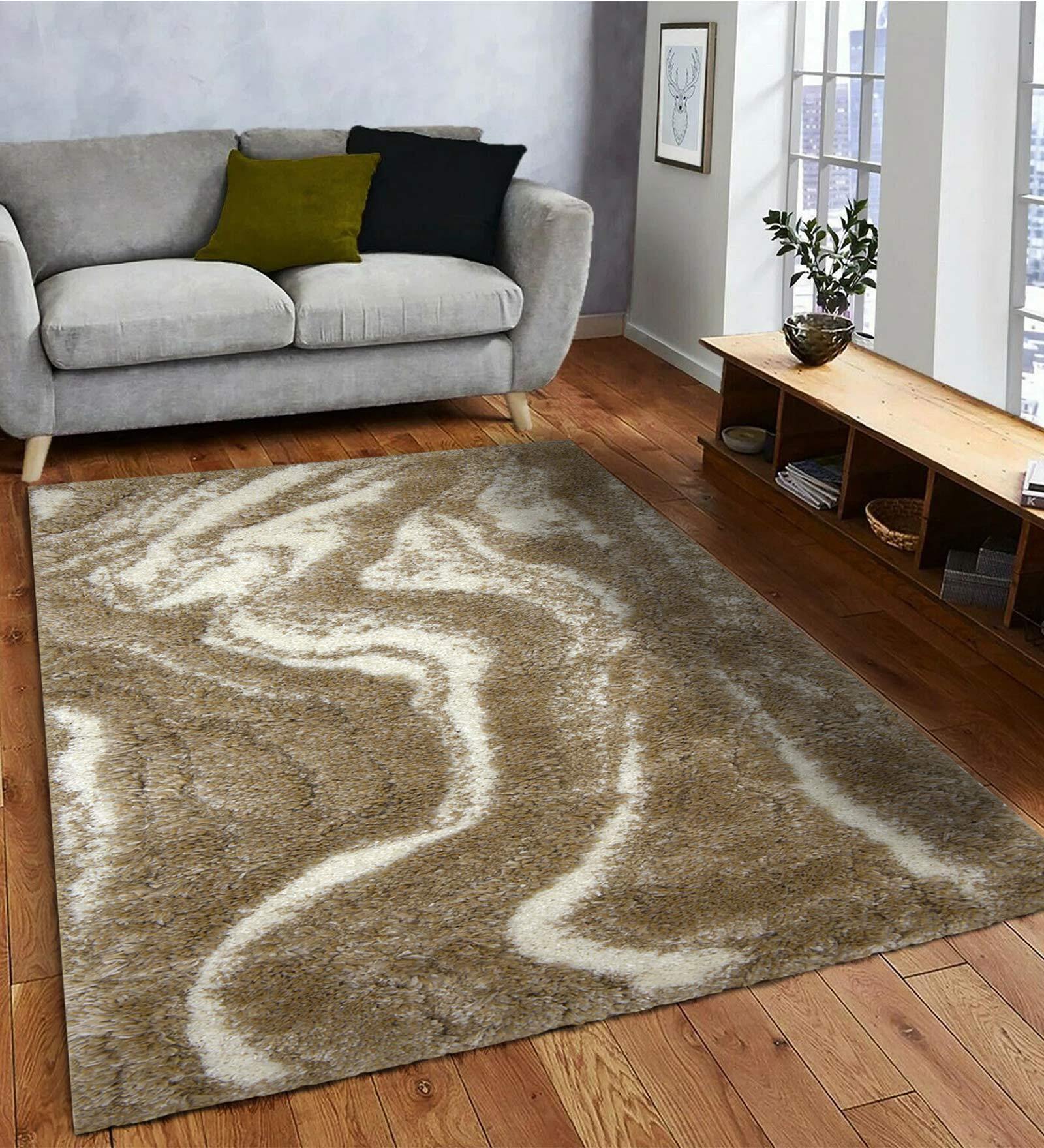 Buy Brown Abstract Polypropylene 4 ft x 6 ft Machine Made Carpet by ...