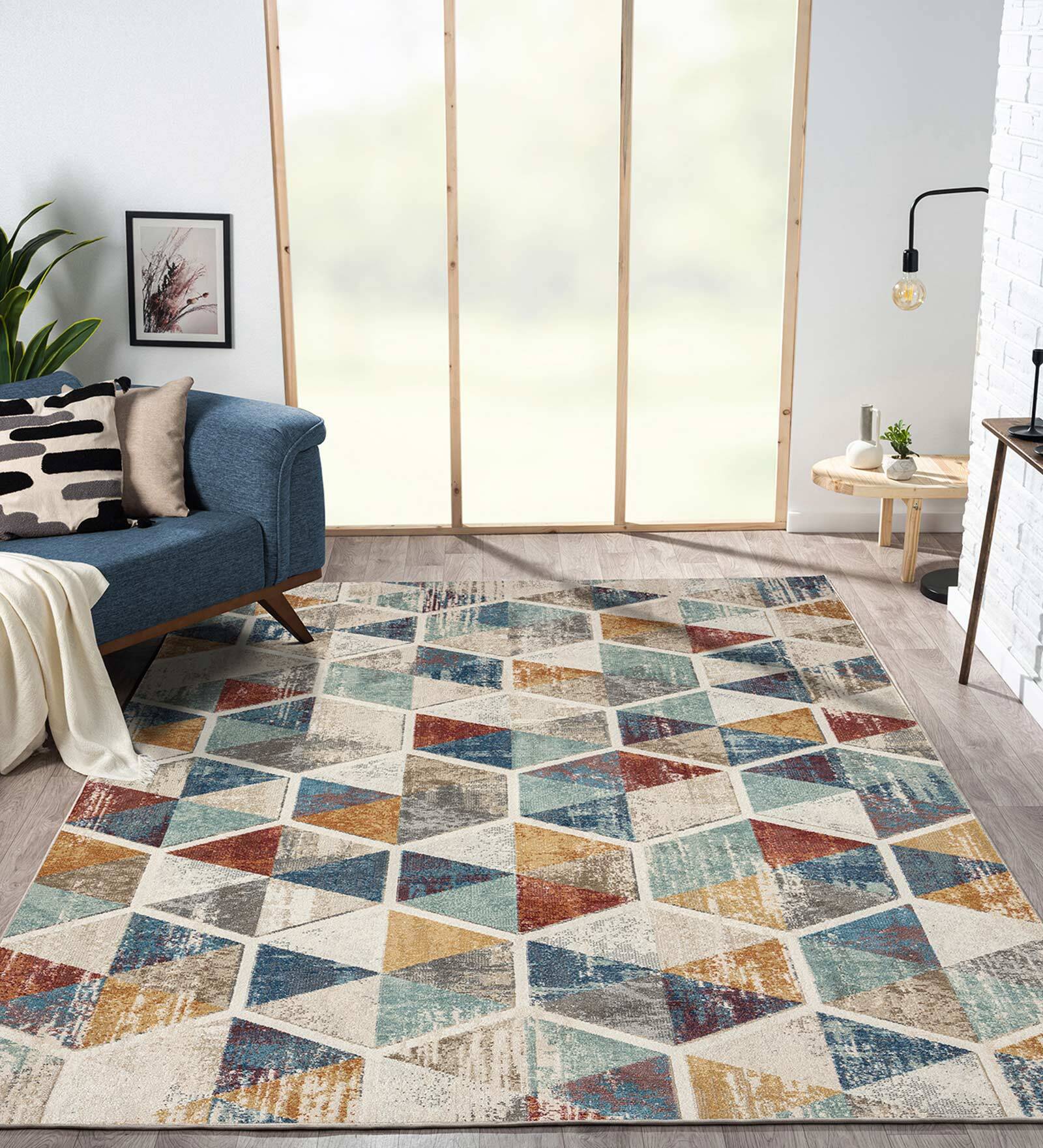 Buy Brown Polypropylene Geometrical 4 x 6 Feet Machine Made Carpet By ...