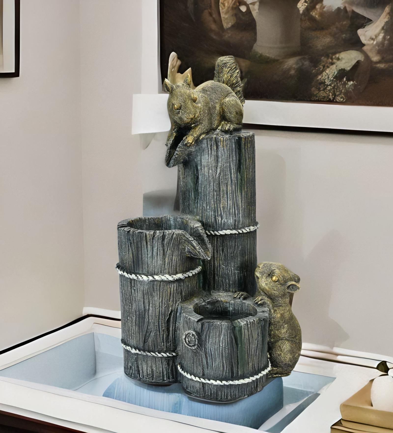 Buy Brown Polyresin Squirrel Playing Water Fountain, By @home at 40% ...