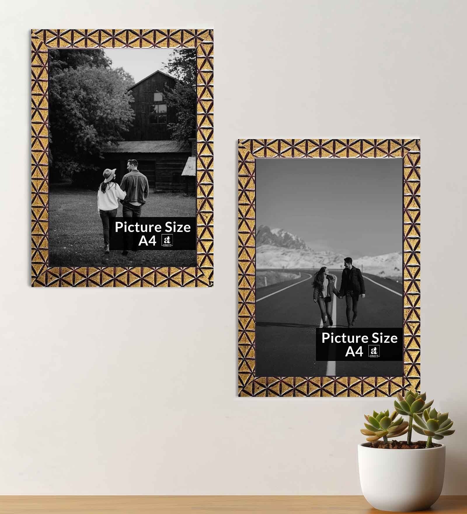 Buy Brown Polysynthetic Wood Triangle Designed Photo Frames Wall Mount ...
